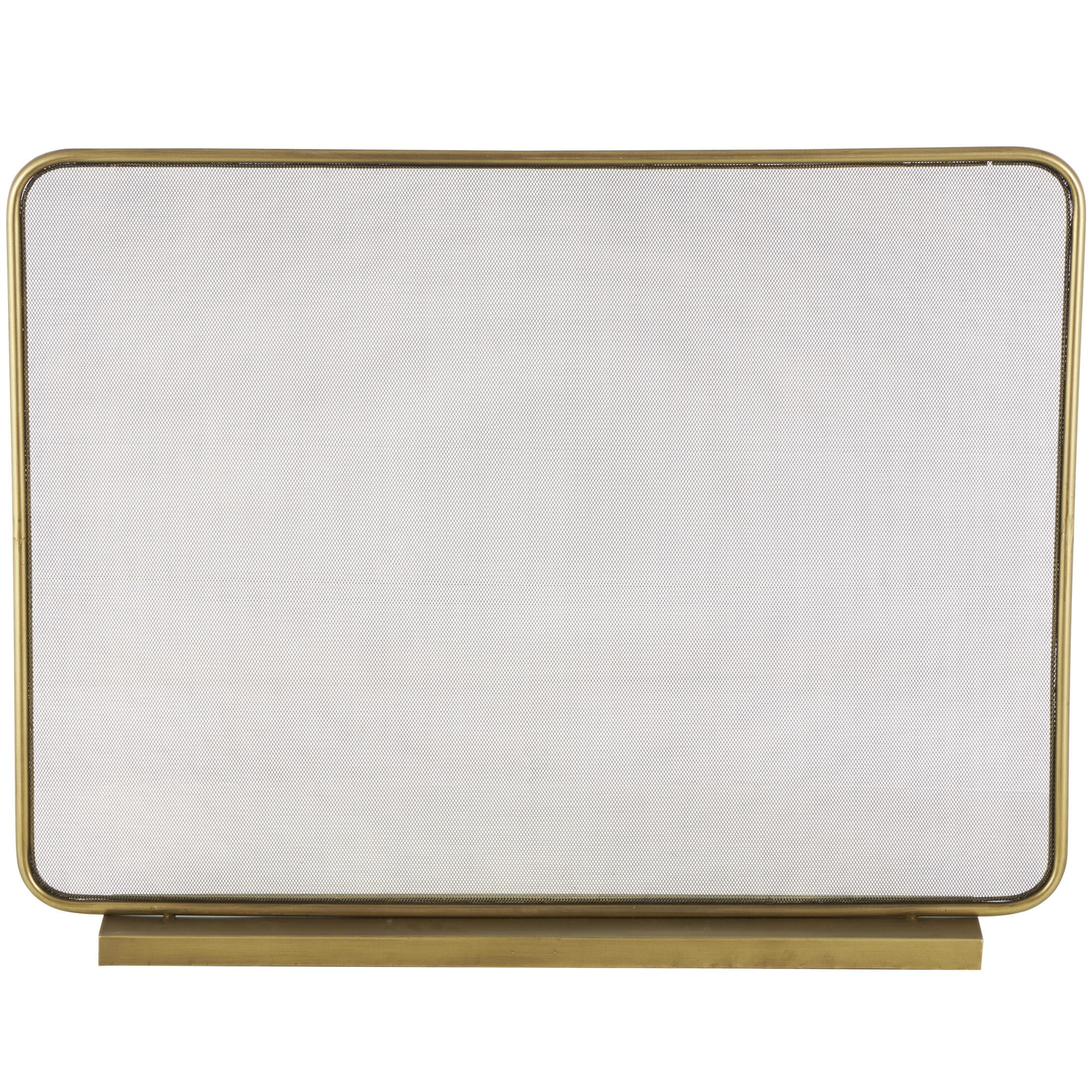 DecMode 38" x 29" Gold Metal 1 Panel Geometric Fireplace Screen with ...