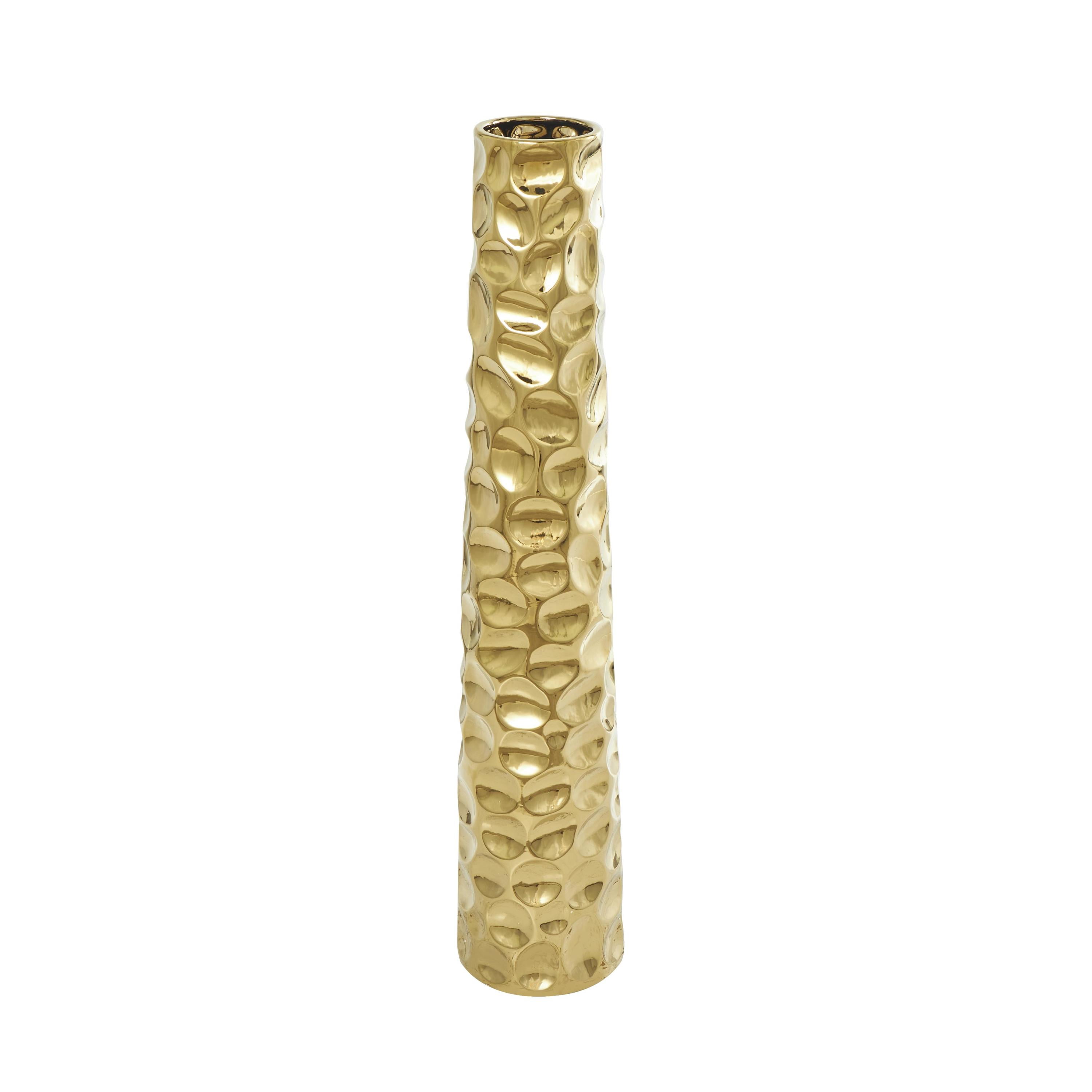 DecMode 39" Geometric Bubble Gold Ceramic Vase with Concaved Circles ...