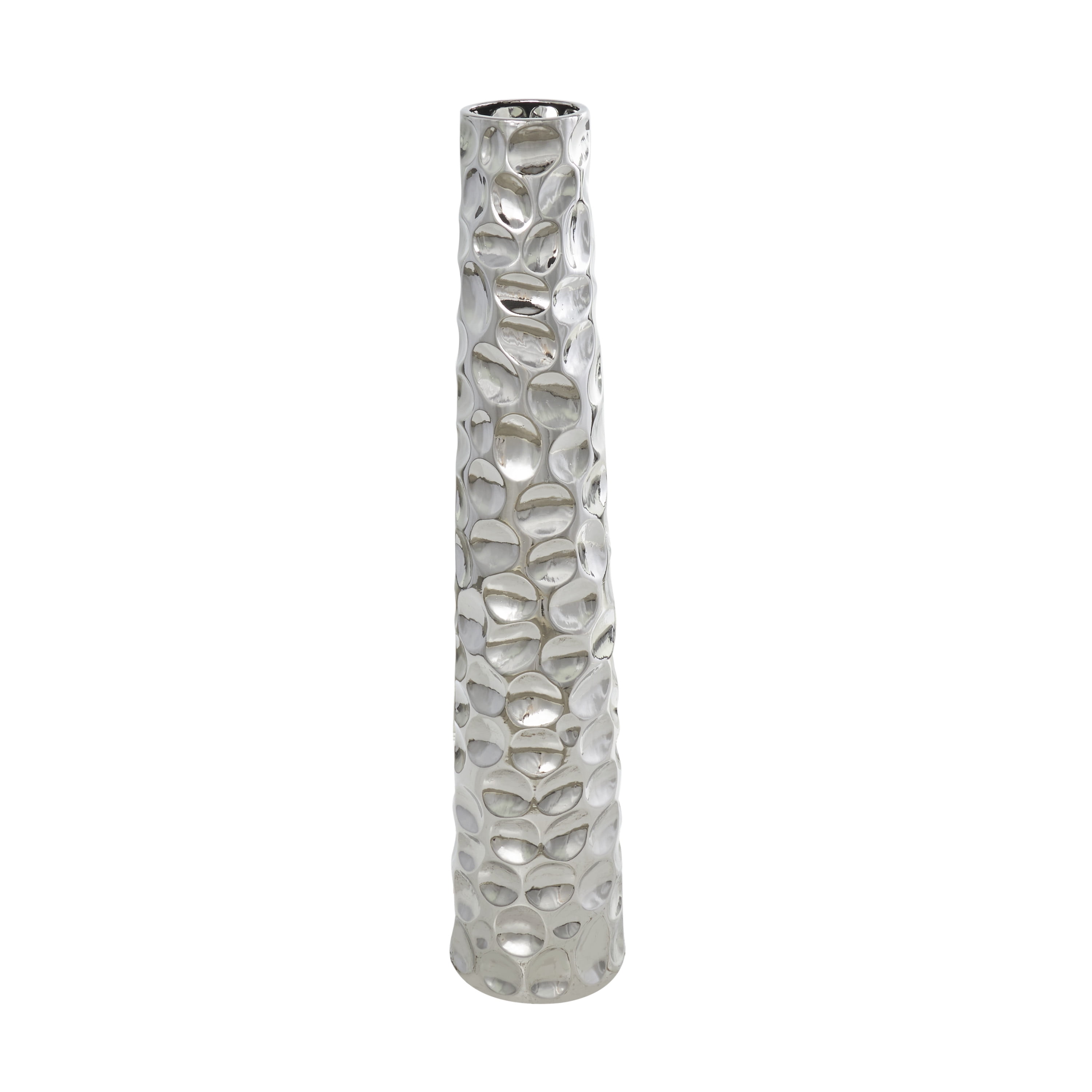DecMode 39" Geometric Bubble Silver Ceramic Vase with Concaved Circles ...