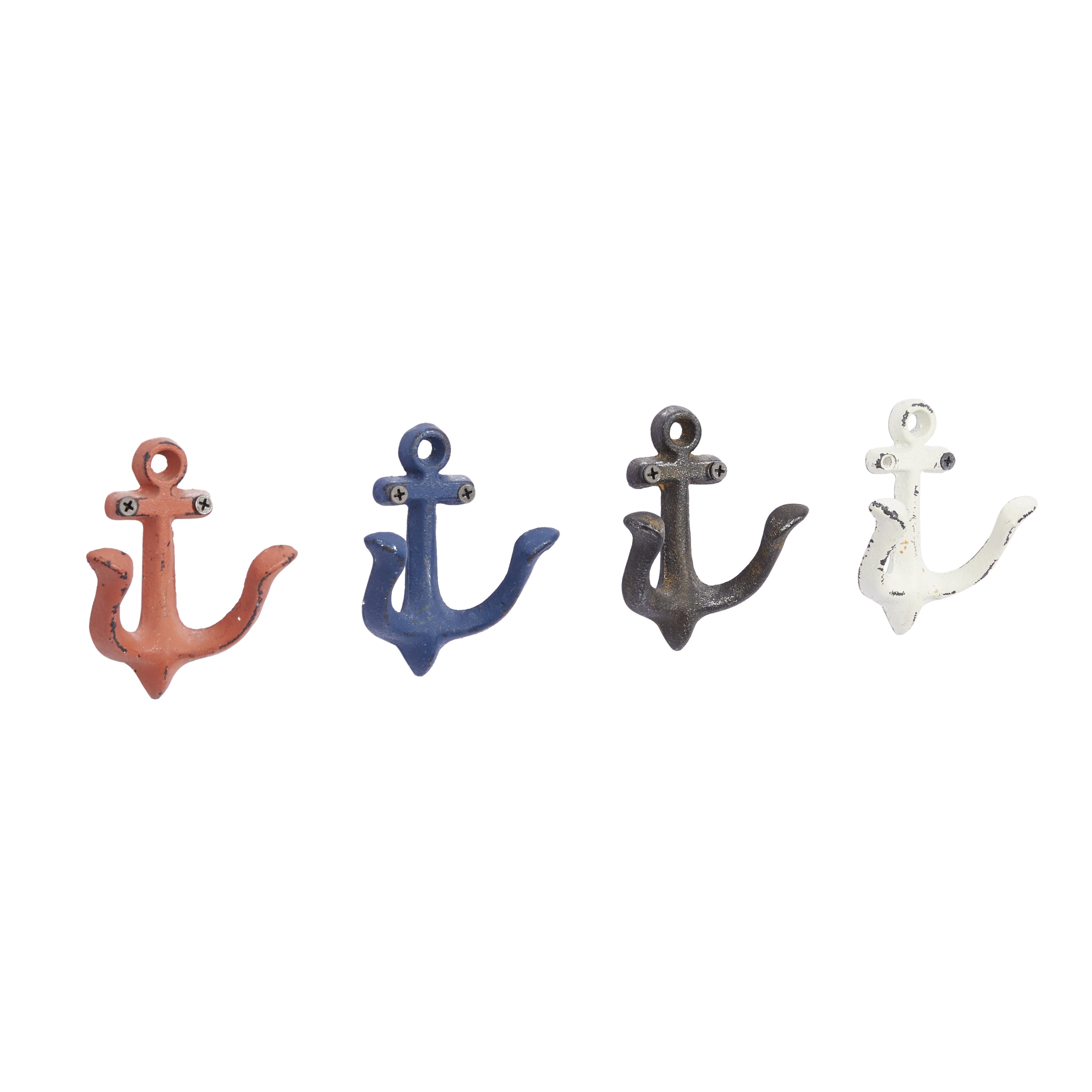 DecMode 4"W, 4"H Multi Colored Metal Single Hanger Anchor Wall Hook, 4 ...