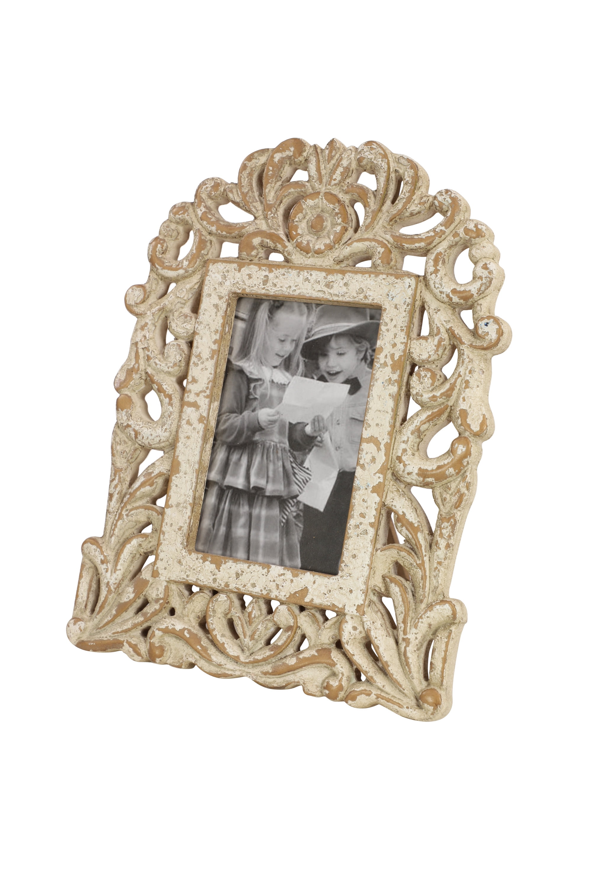 DecMode Handmade Carved White Scroll Photo Frame - Walmart.com