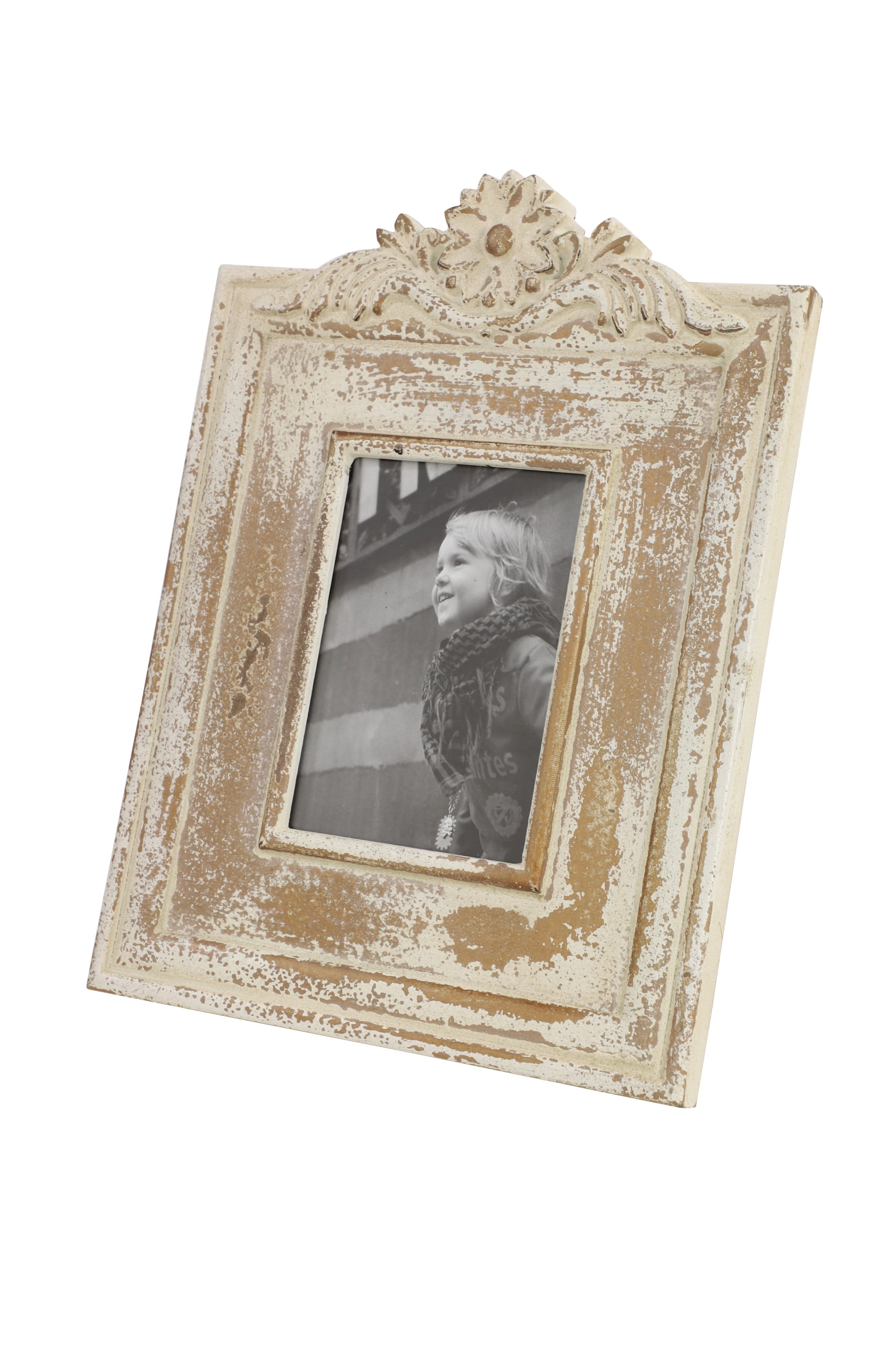 DecMode 4" x 6" Handmade Intricate Carved White Scroll Photo Frame ...