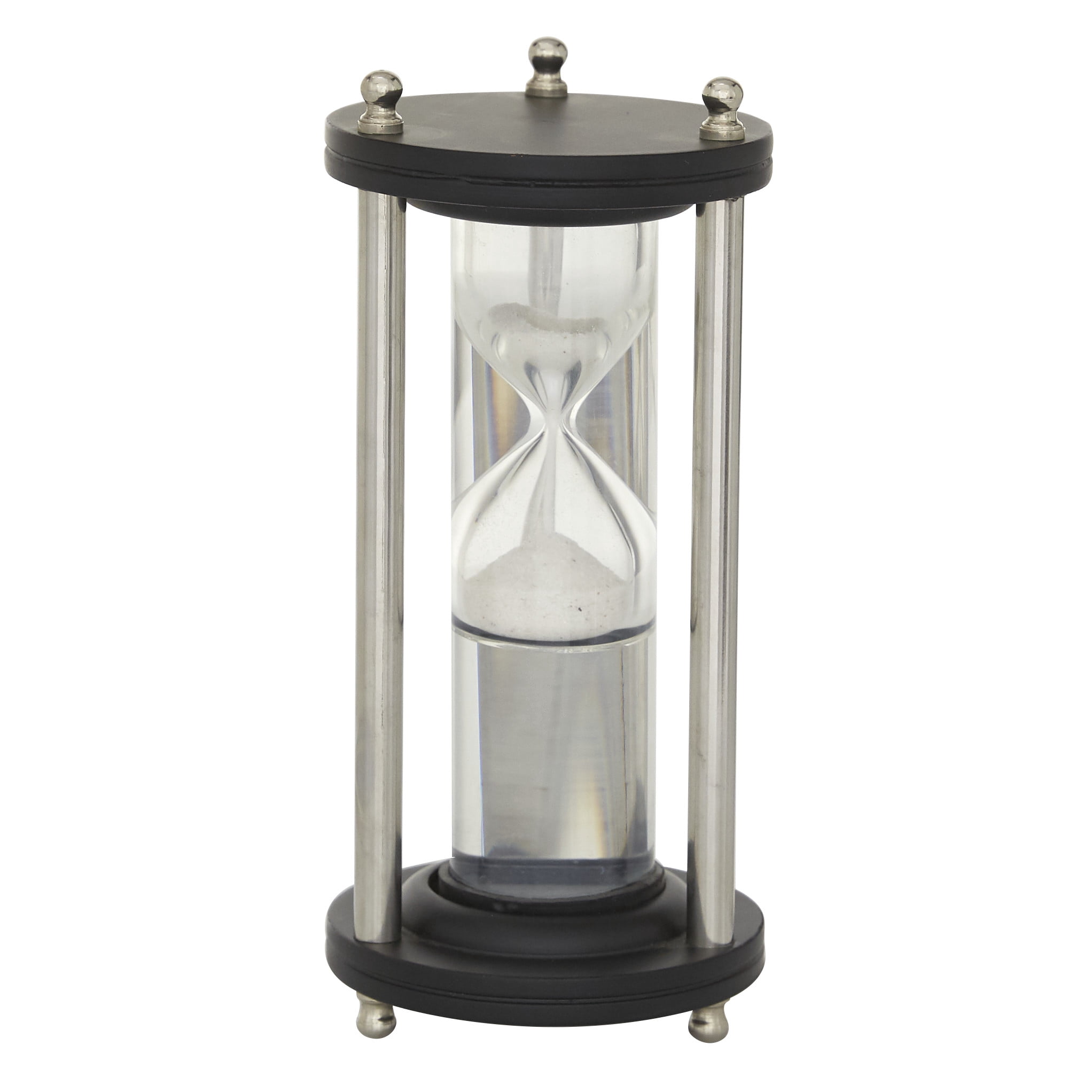 DecMode 4" x 8" Black Aluminum Metal Hourglass Sand Timer with Water ...