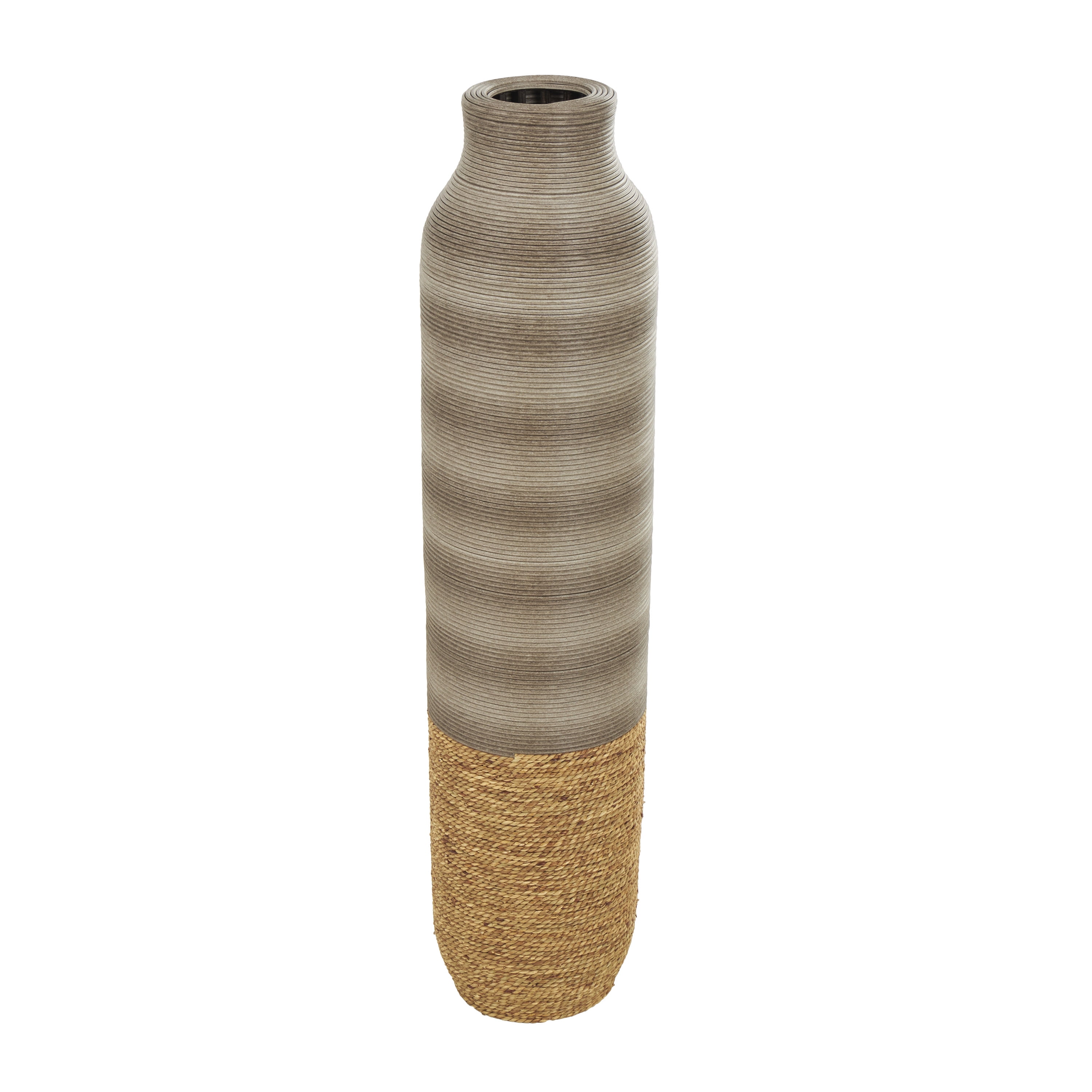 DecMode 40 Inch Handmade Ribbed Brown Seagrass Vase with Coiled Base ...
