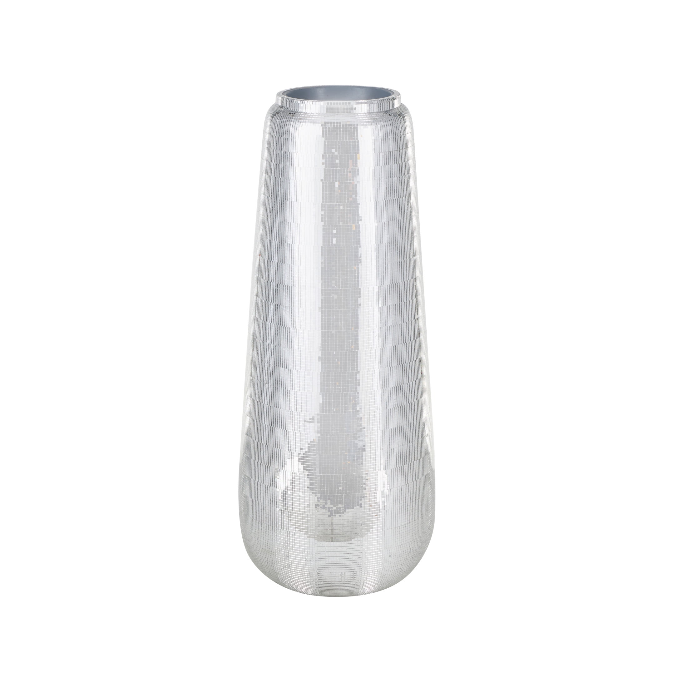 DecMode 40" Mosaic Floor Silver Fiberglass Vase with Blue Interior ...