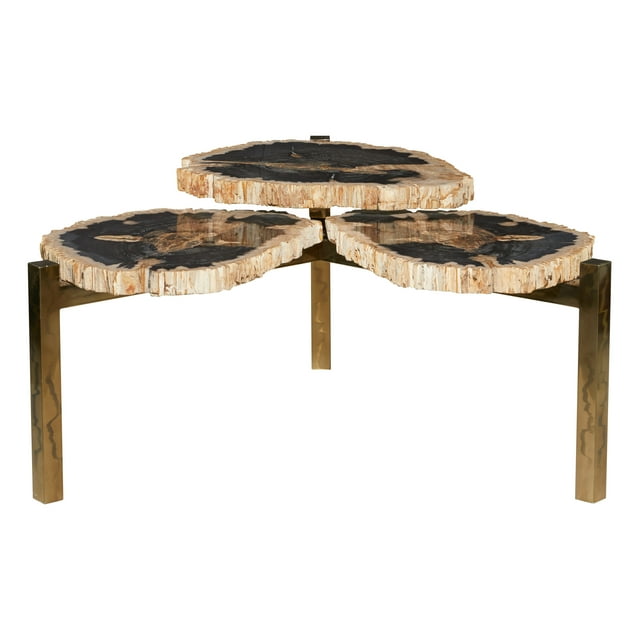 DecMode 40" x 19" Brown Petrified Stone Handmade Petrified Wood Coffee ...