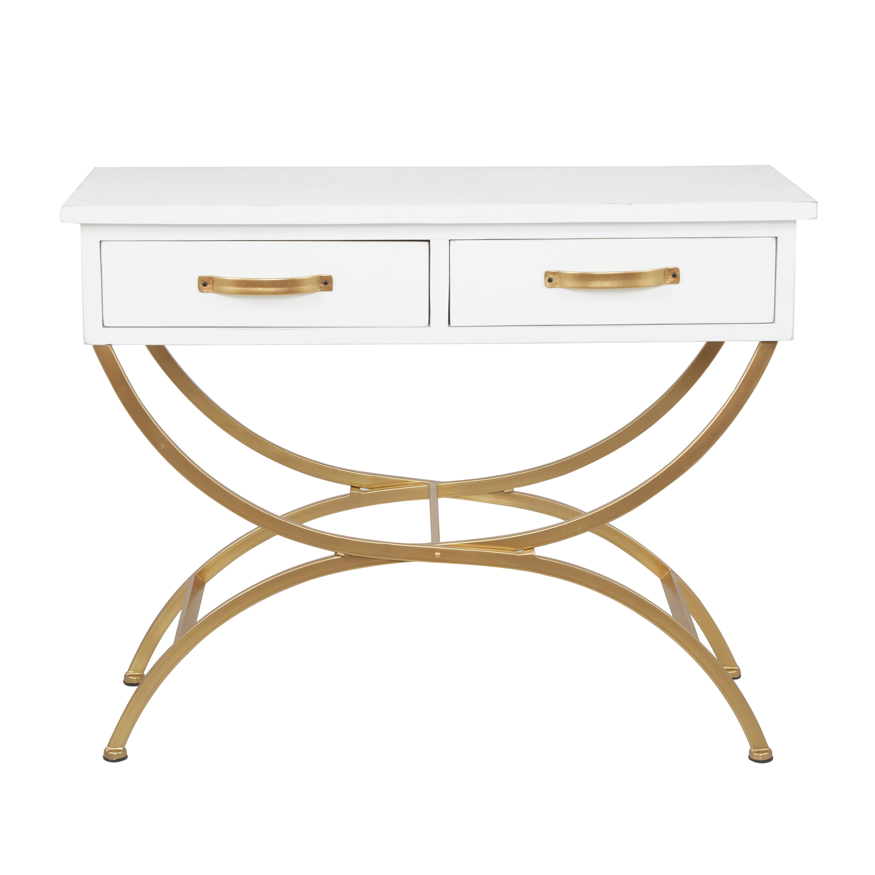 DecMode White Wood Console Table - 40 x 32 2 Drawers - Home Furniture ...