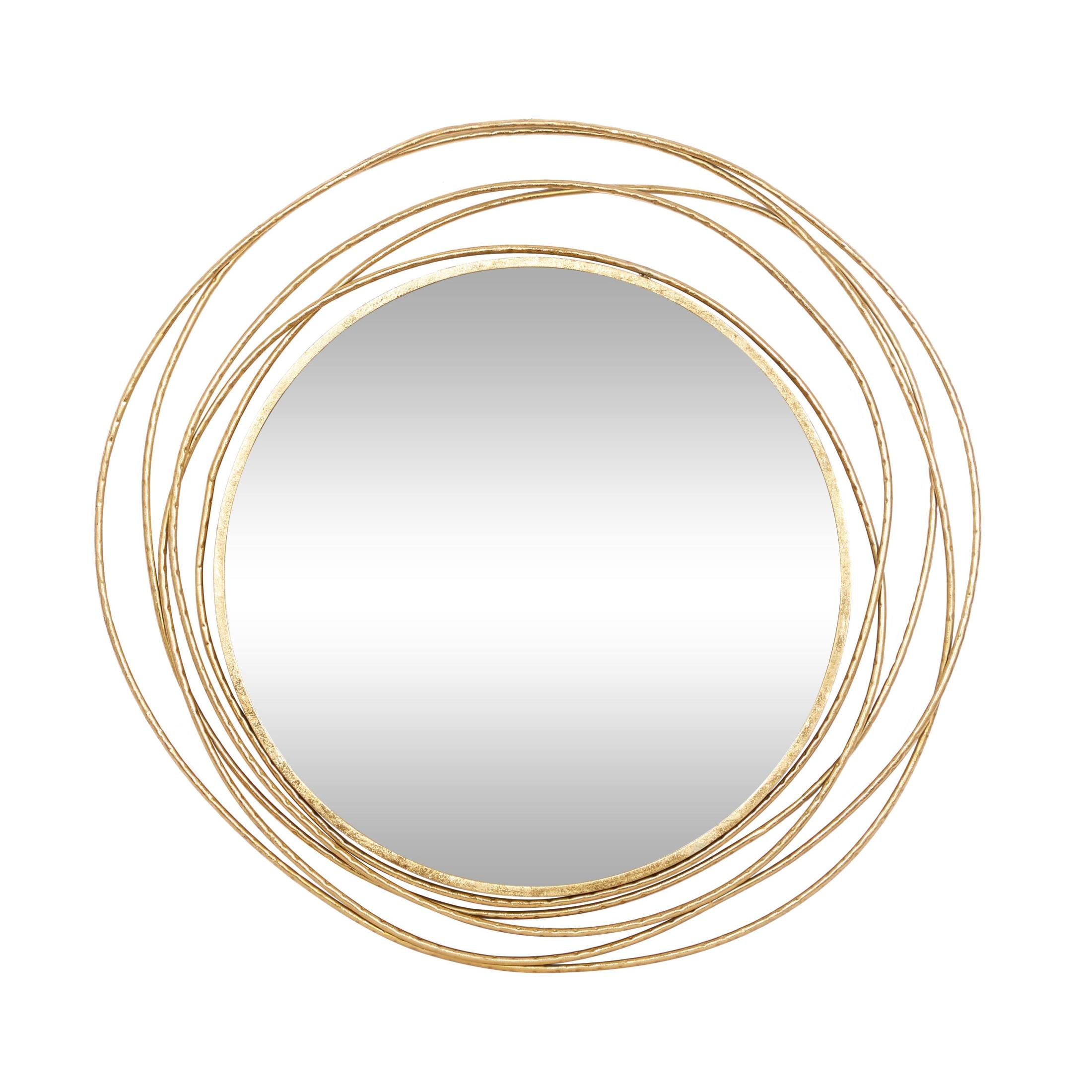 DecMode 40" x 38" Gold Wall Mirror with Overlapping Ring Frame ...