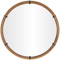 DecMode 40" x 40" Brown Round Wall Mirror with Brass Metal Support ...