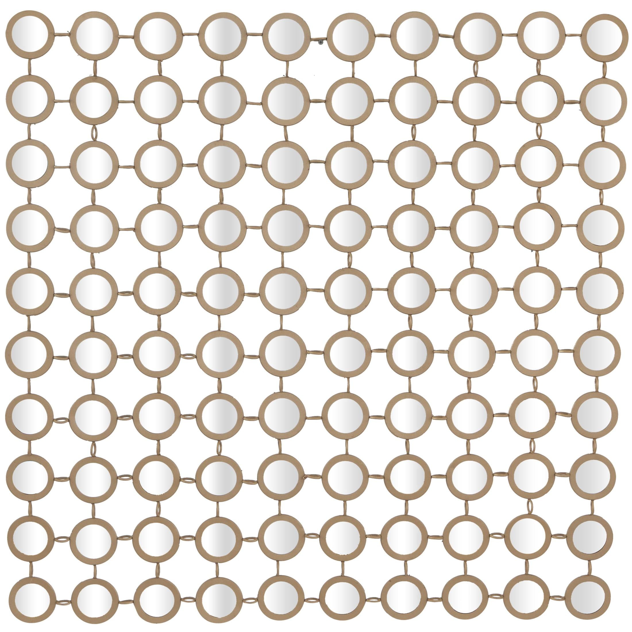 DecMode 40" x 40" Gold Geometric Wall Mirror with Grid Pattern ...