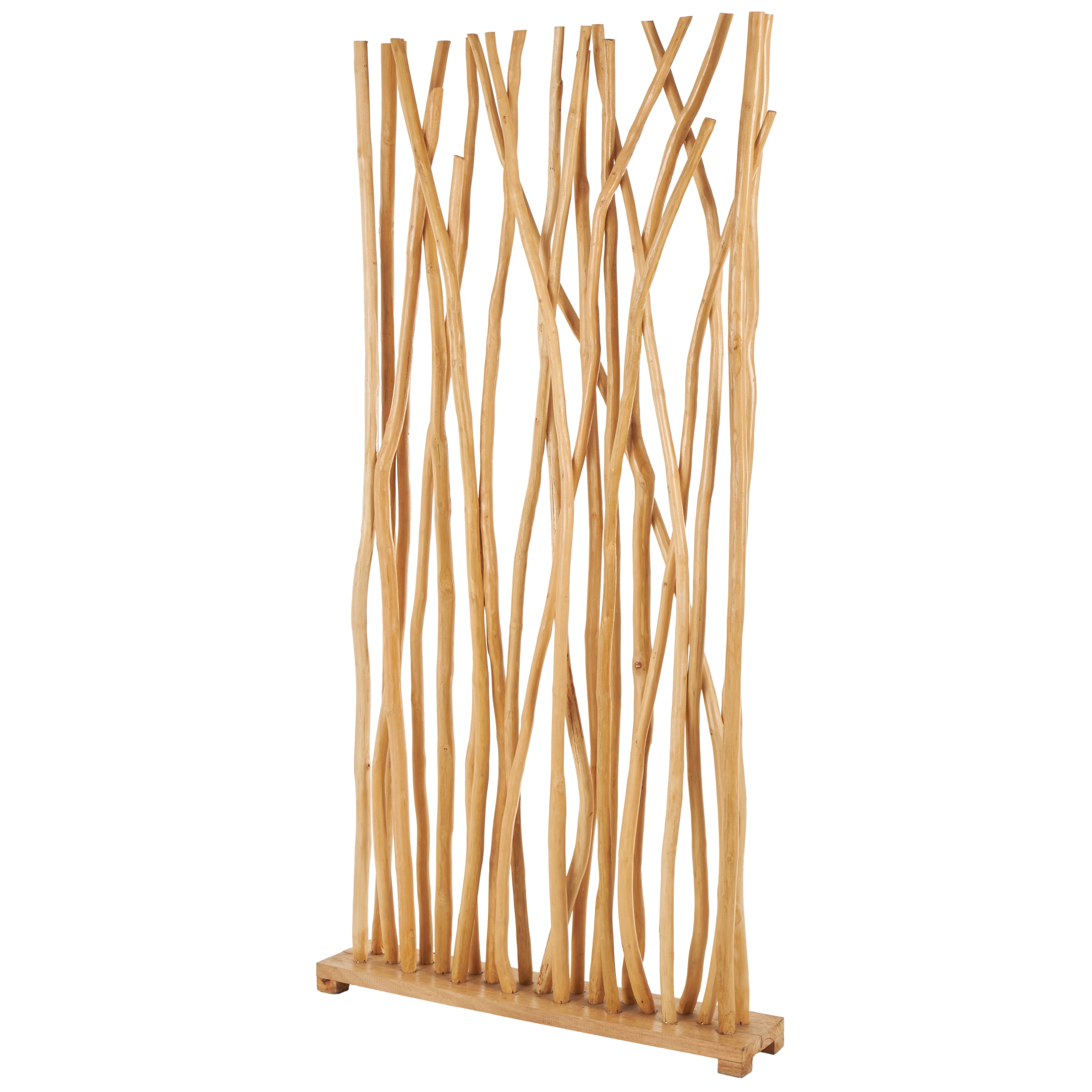 DecMode 40" x 80" Light Brown Teak Wood Tree Handmade Single Panel Room ...