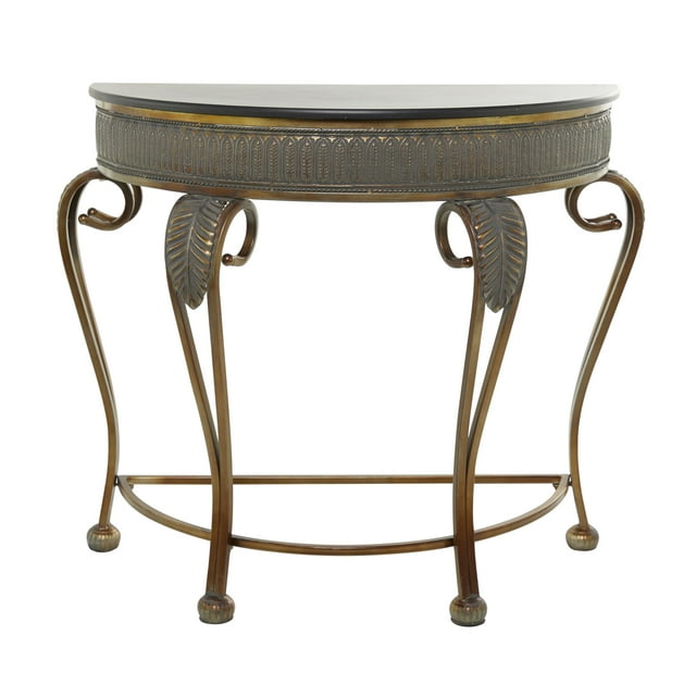 Free Shipping! DecMode 41" x 33" Gold Metal Embossed Leaf Console Table ...
