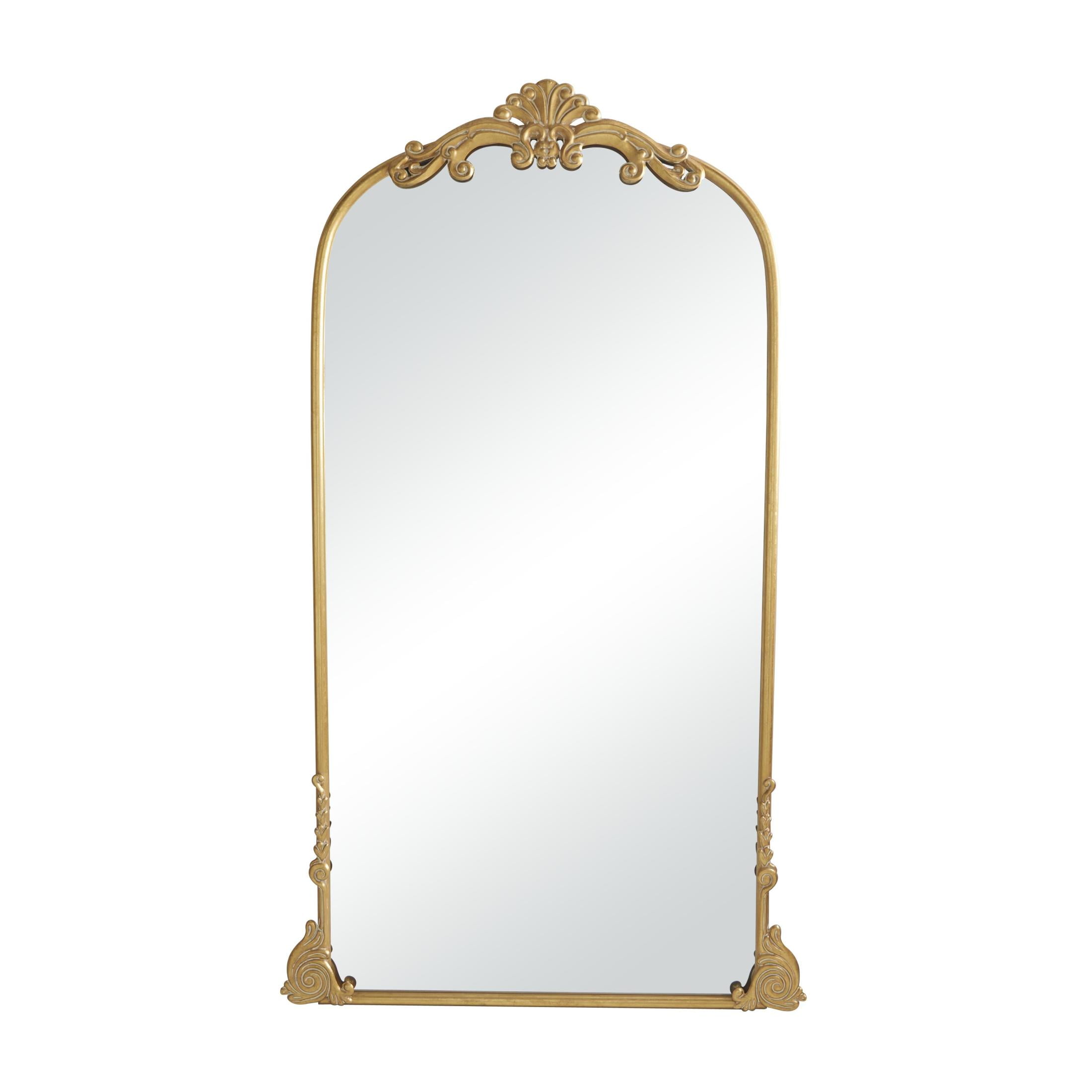 DecMode 42" x 72" Gold Metal Scroll Tall Ornate Arched Baroque Floor ...