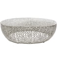 DecMode 44" x 13" Silver Aluminum Abstract Coral Coffee Table, 1-Piece ...