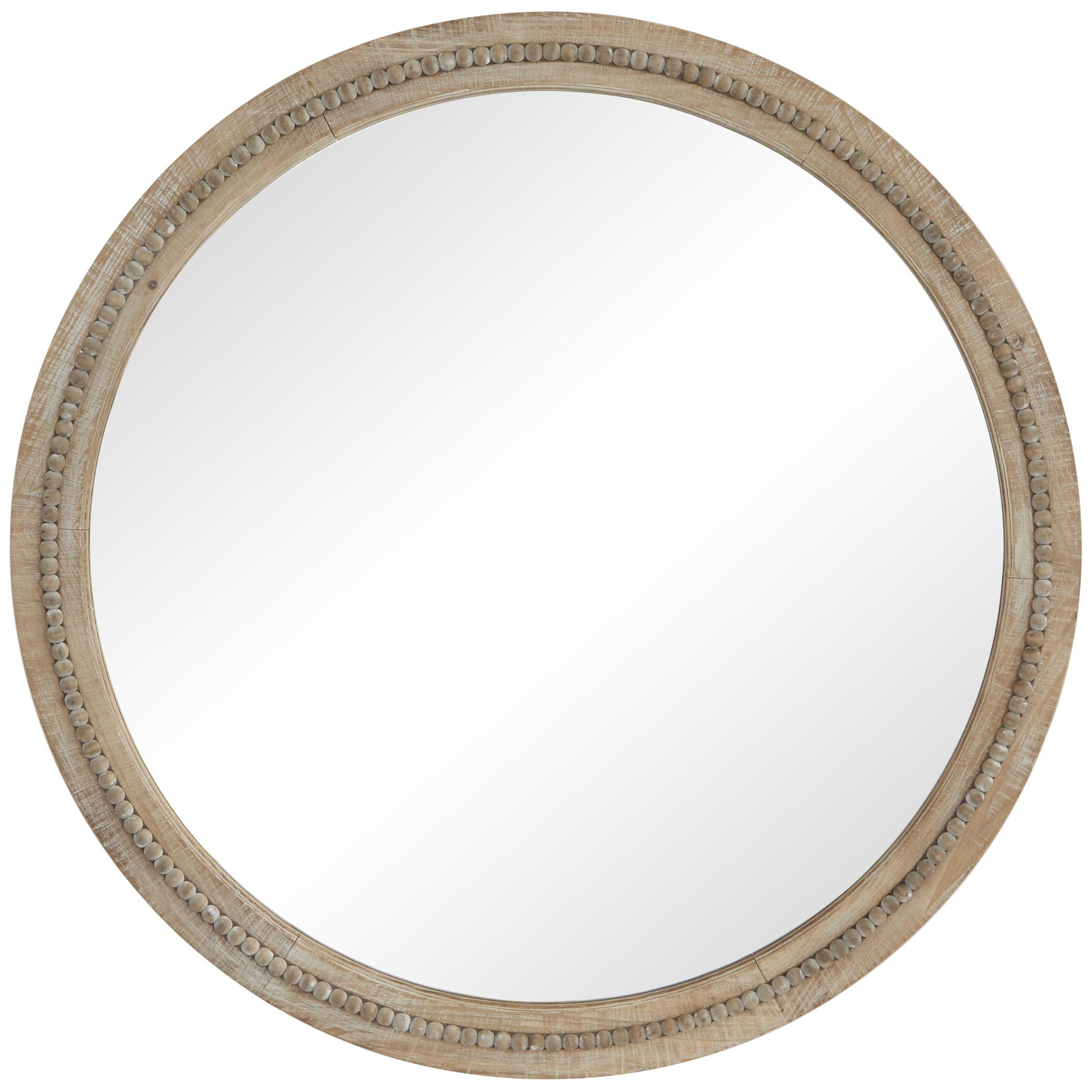 DecMode 44" x 44" Brown Washed Beaded Wall Mirror - Walmart.com
