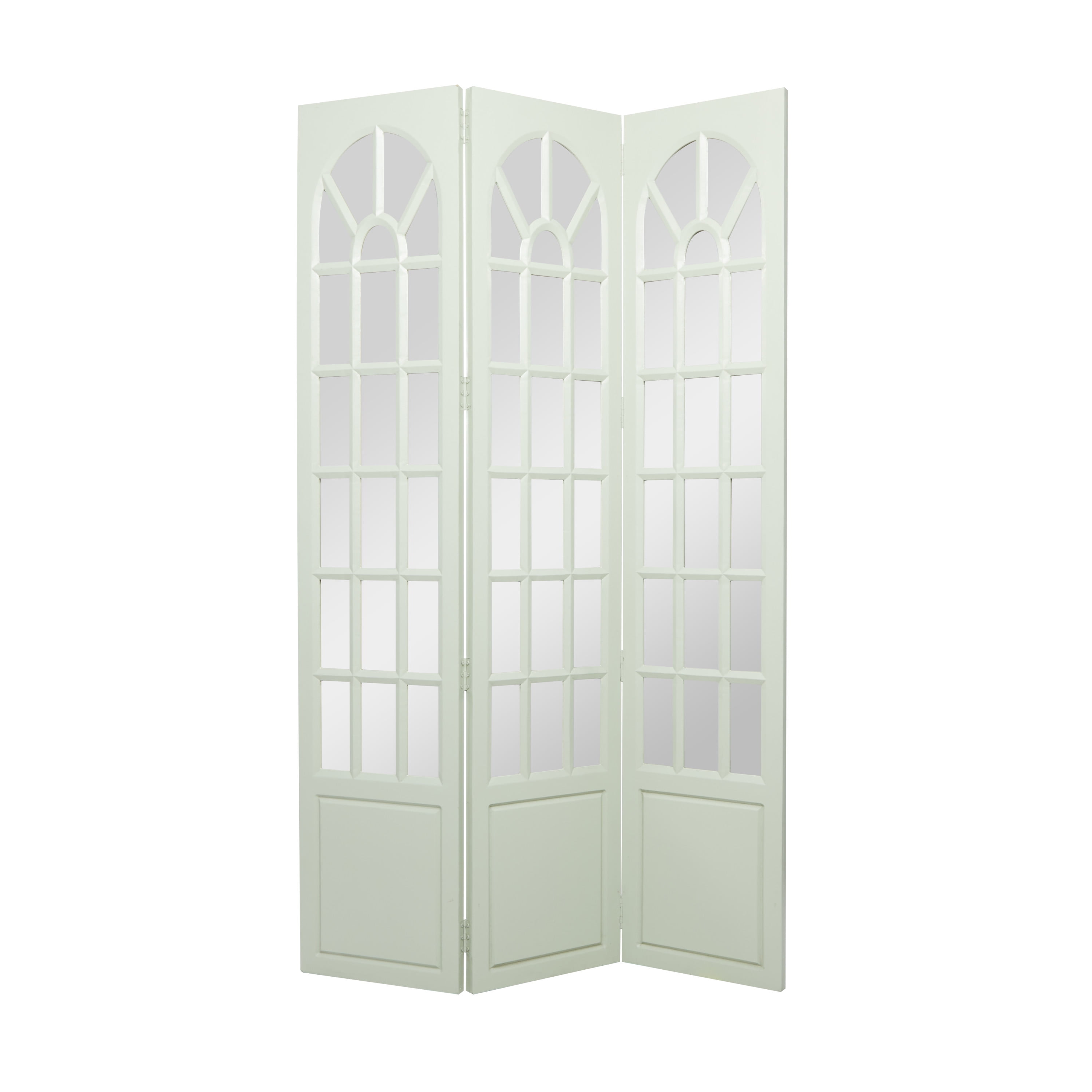 DecMode 44" x 72" Green Wood Hinged Foldable Partition 3 Panel Room ...