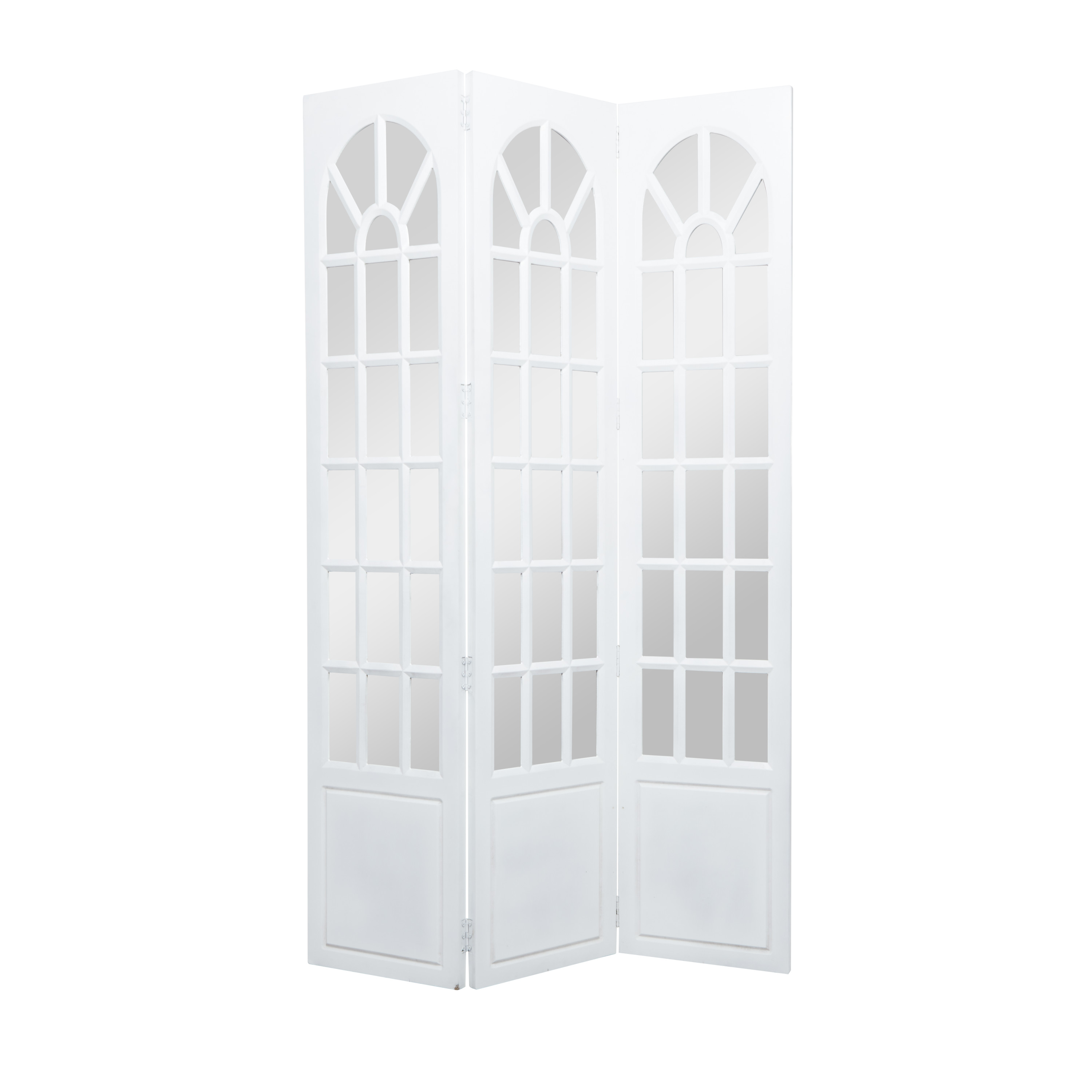 DecMode 60" x 72" Brown Wood Floral Hinged Foldable Partition 3 Panel ...