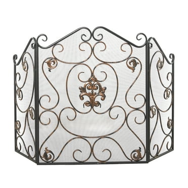 Small Cast Iron Scrollwork Fireplace Fire Screen with Doors - Walmart.com