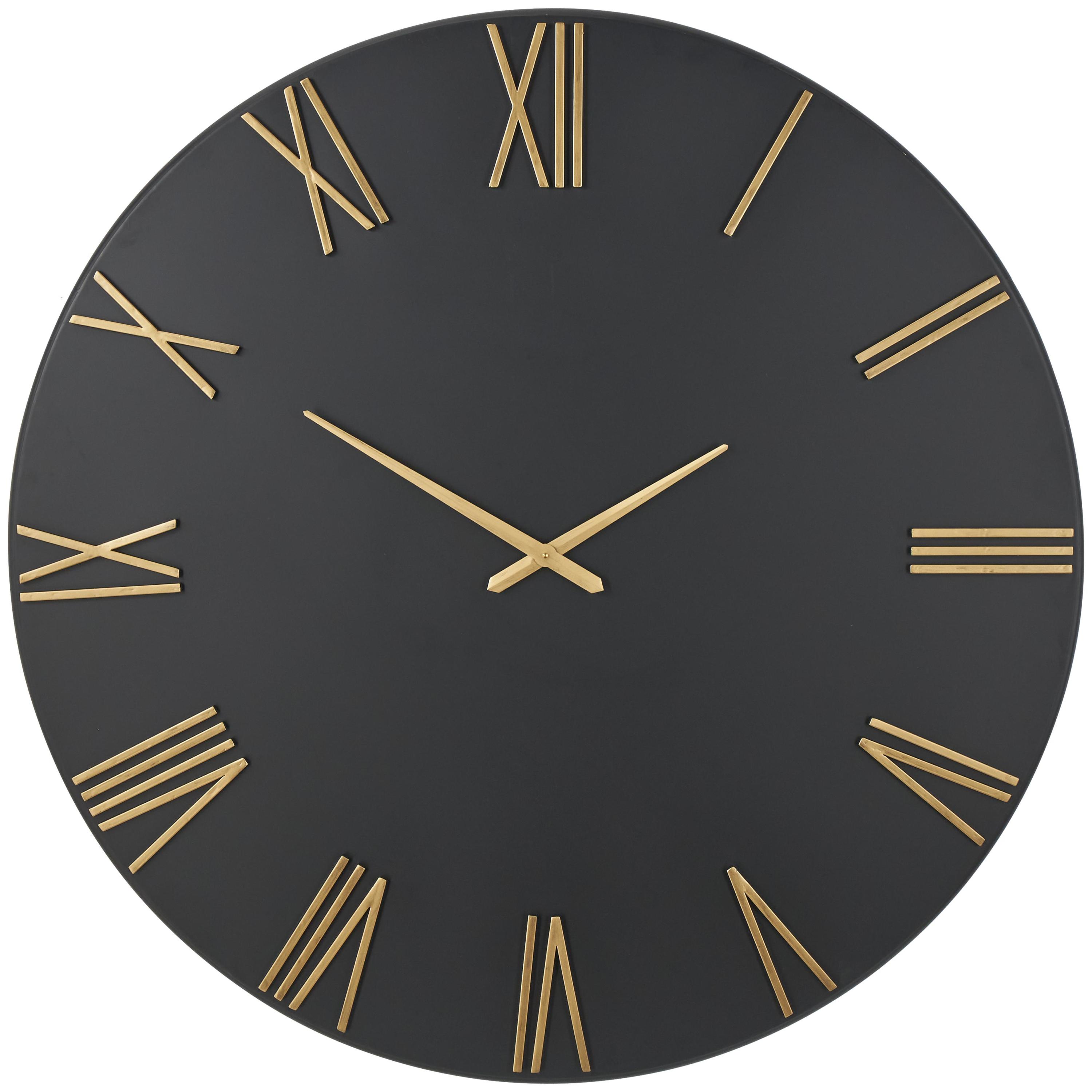 DecMode 48" Black Metal Wall Clock with Gold Hands and Numbers ...
