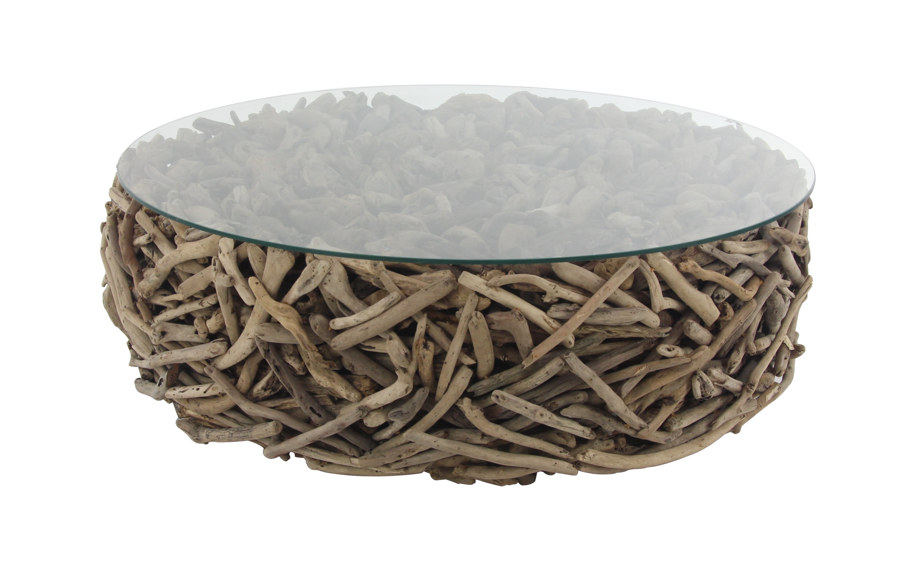 DecMode 48" x 16" Brown Driftwood Handmade Stacked Collage Coffee Table ...