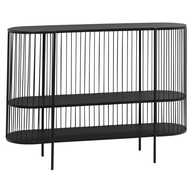 DecMode 48" x 34" Black Metal Narrow Open Wire Frame 2 Shelf Console ...