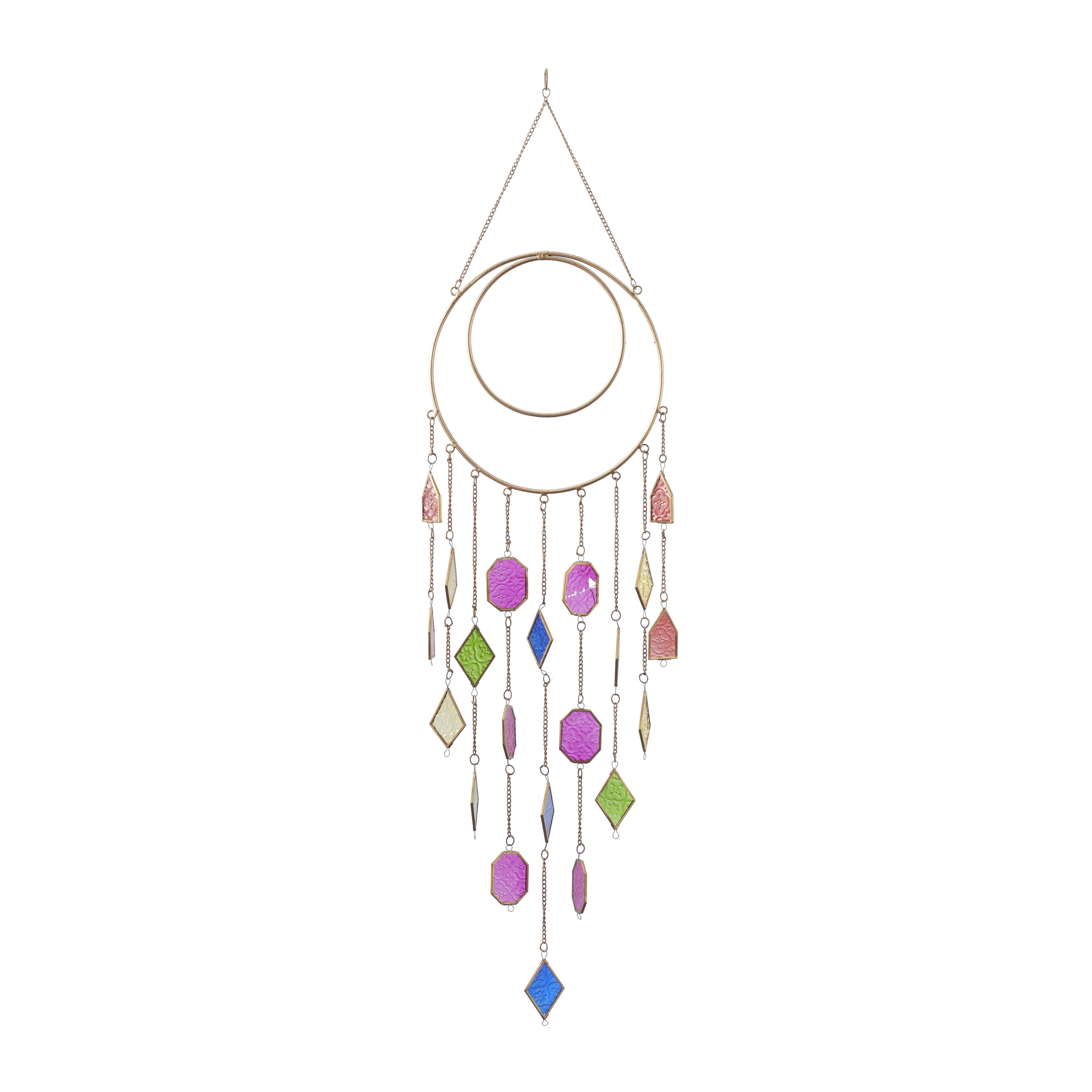 DecMode 49" Multi Colored Metal Indoor Outdoor Geometric Windchime with ...