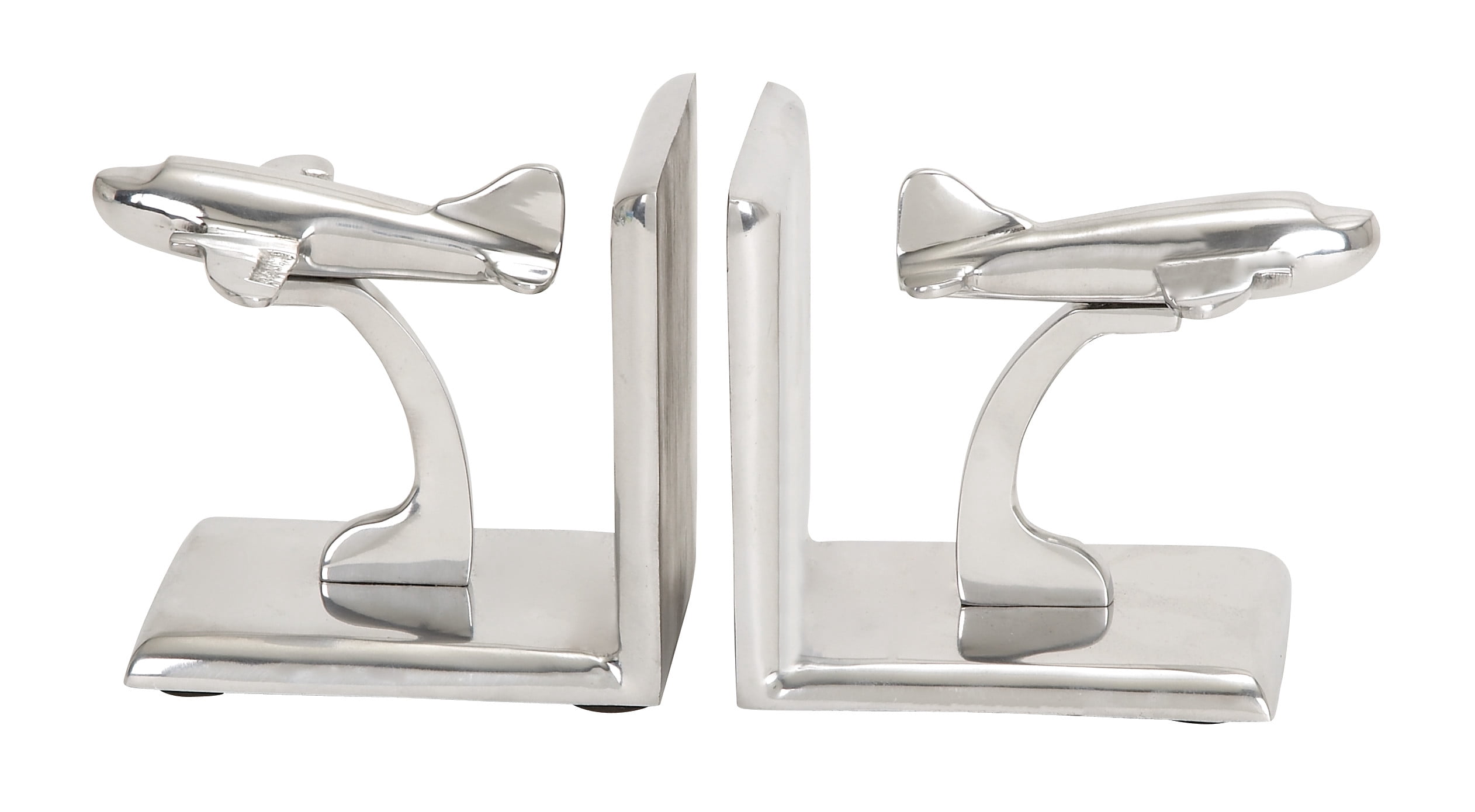 DecMode 5" Airplane Silver Aluminum Bookends (Set of 2) - Walmart.com