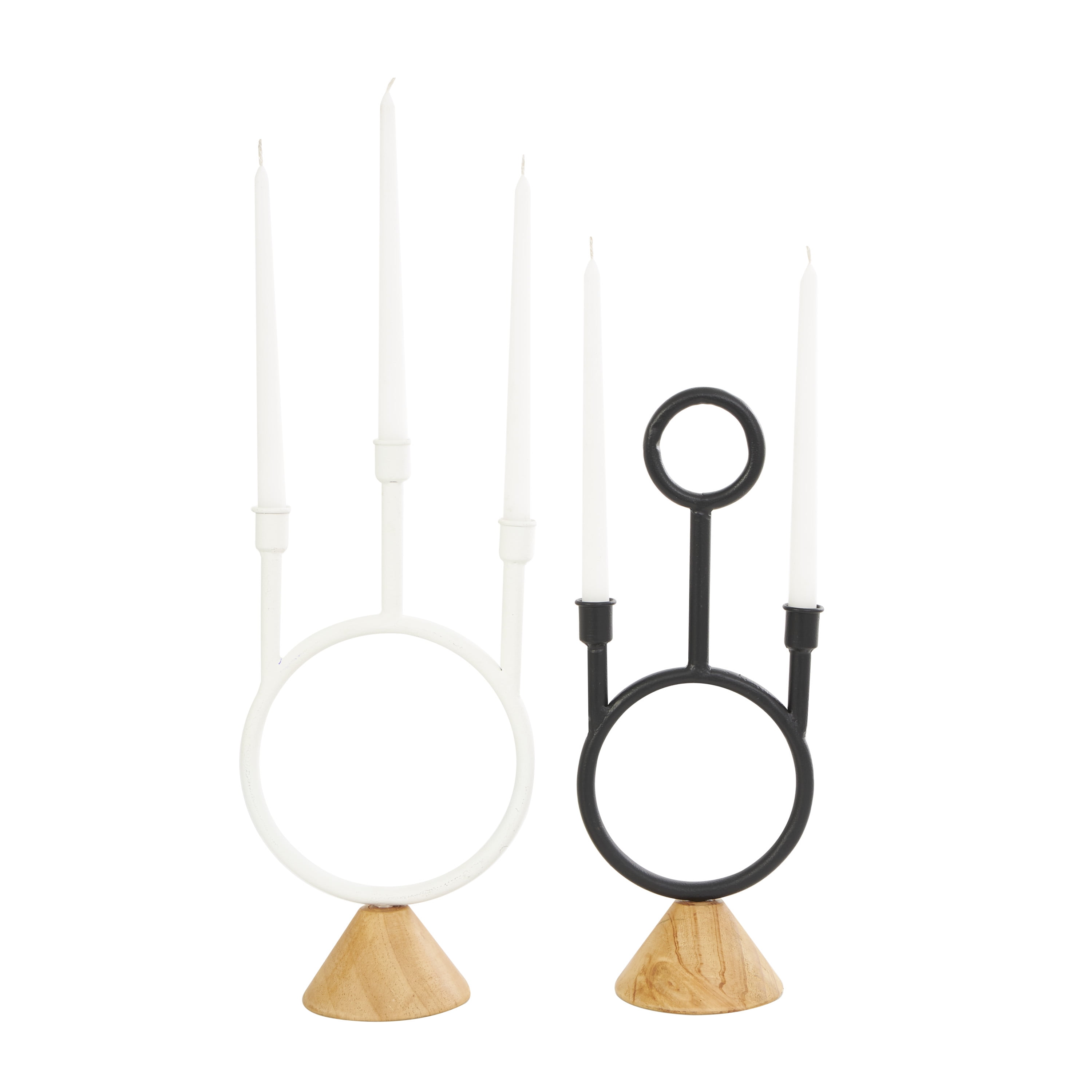 DecMode 5 Candle Black Metal Abstract Circular Ring Candle Holder with ...