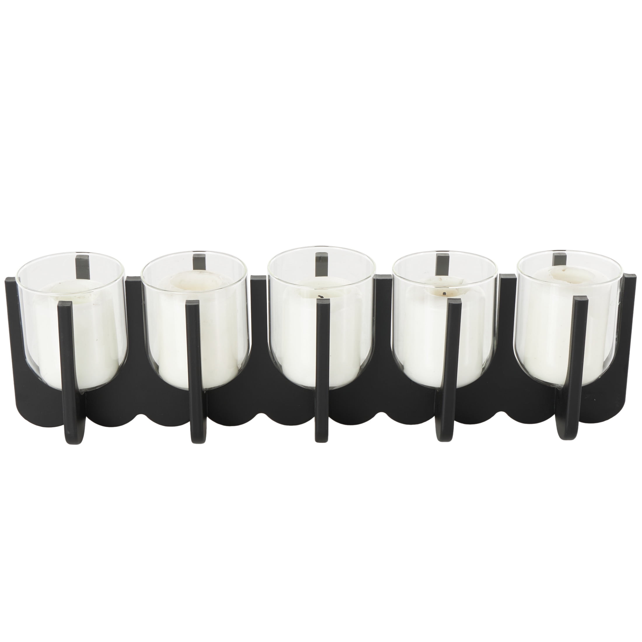 DecMode 5 Candle Black Wooden Hurricane 5 Slot Candle Holder - Walmart.com