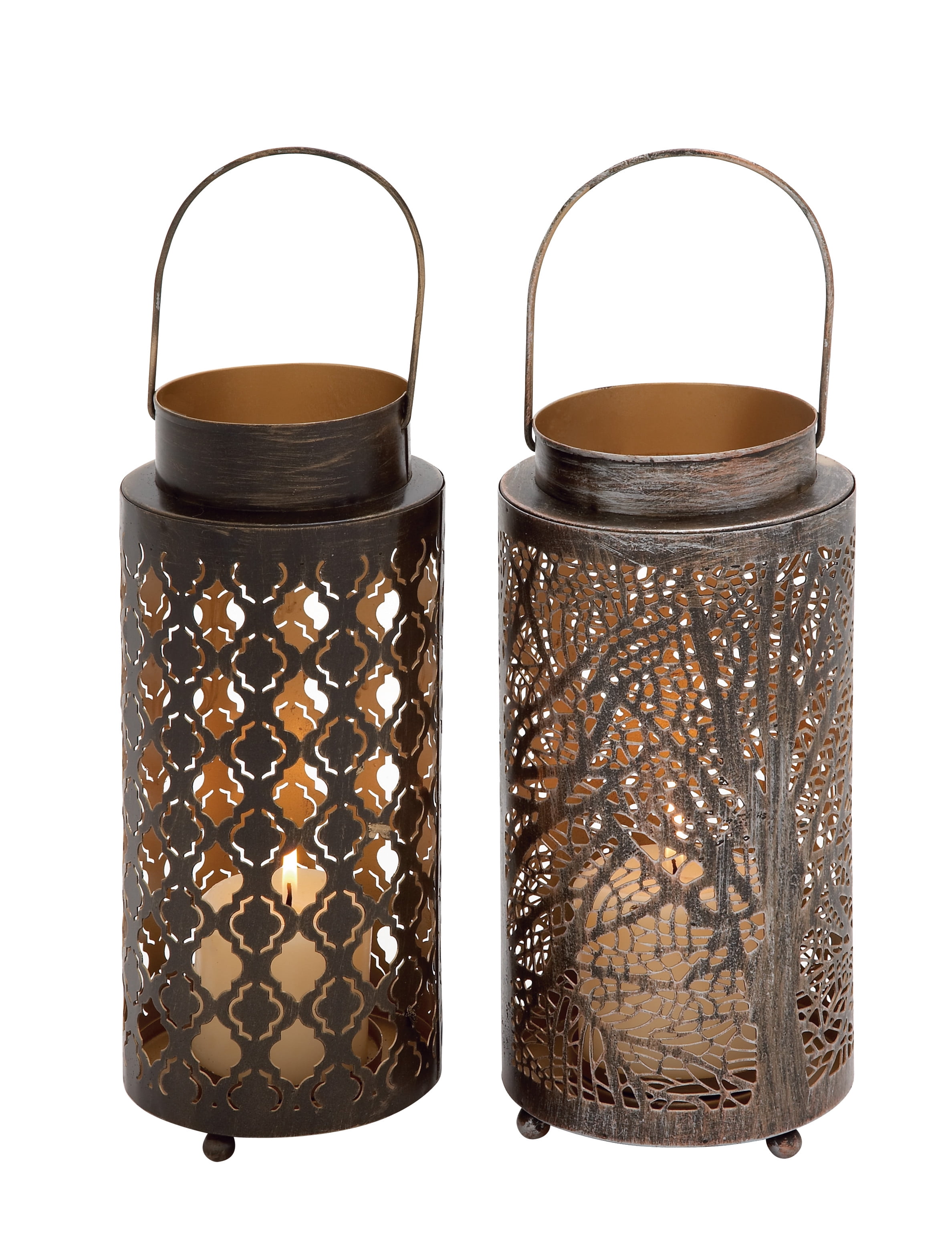 DecMode 5"W, 16"H Lantern, Brown, 2 - Pieces - Walmart.com