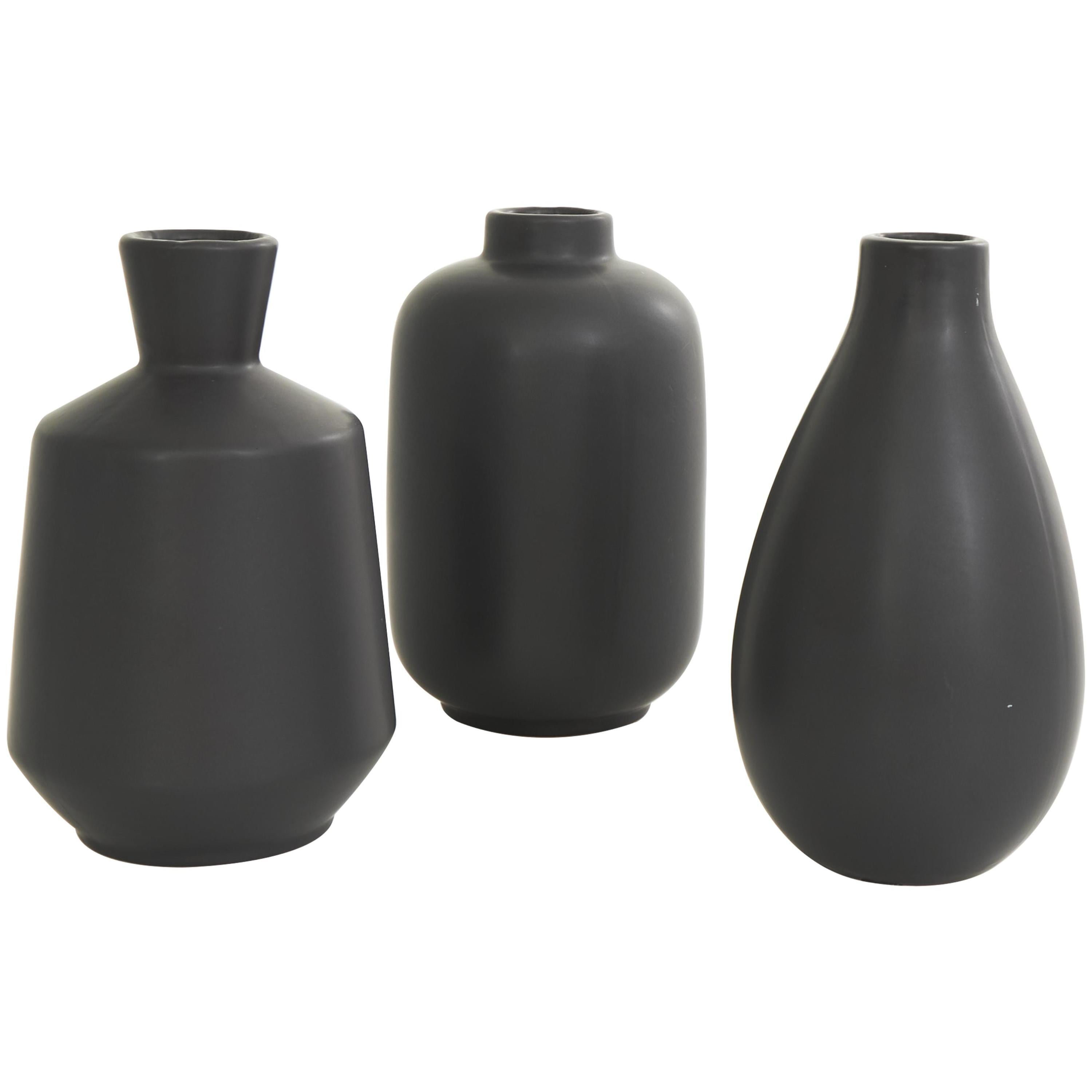 DecMode Minimalistic Black Ceramic Vase Set - Walmart.com