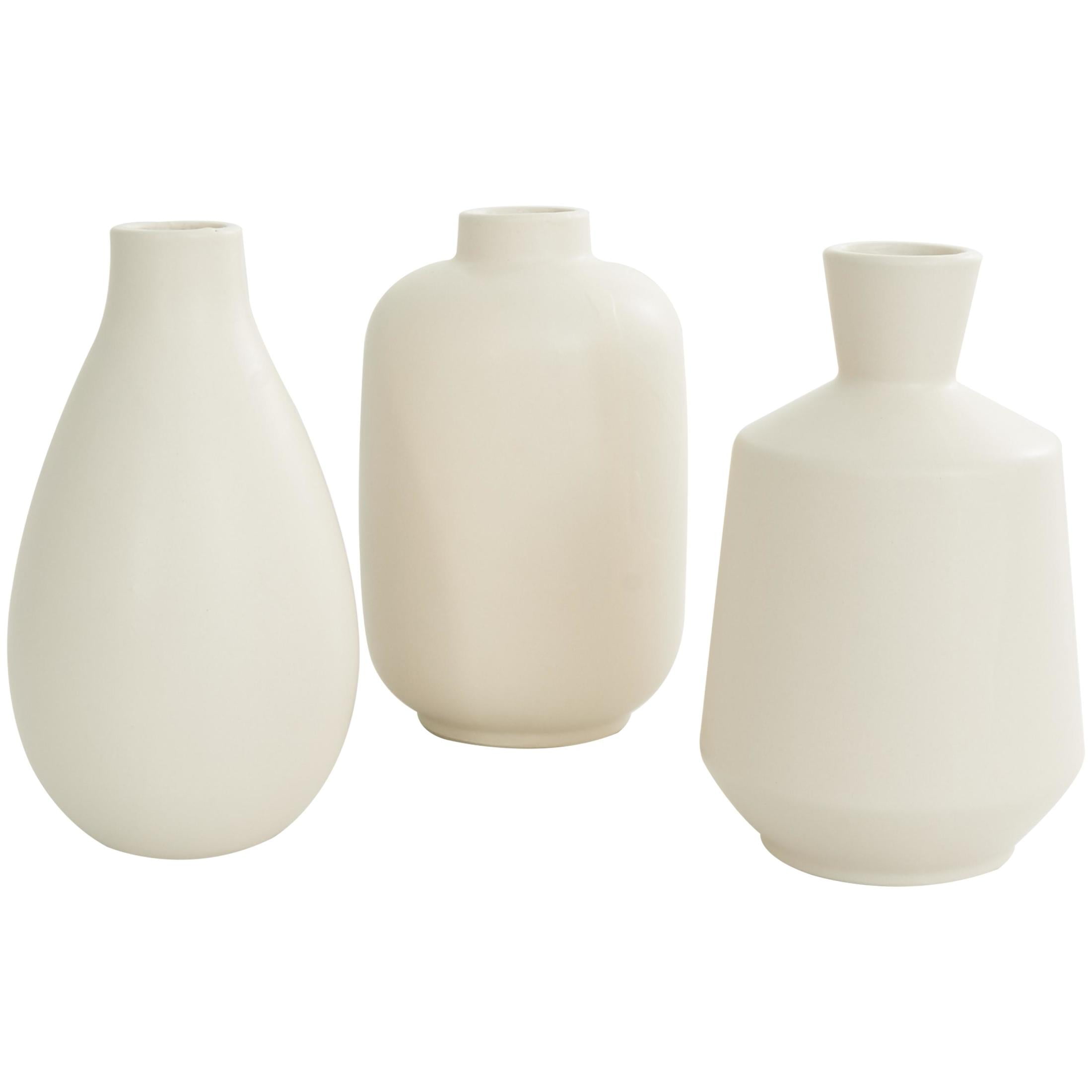 Free Shipping! DecMode Minimalistic Cream Ceramic Vase Set of 3 ...