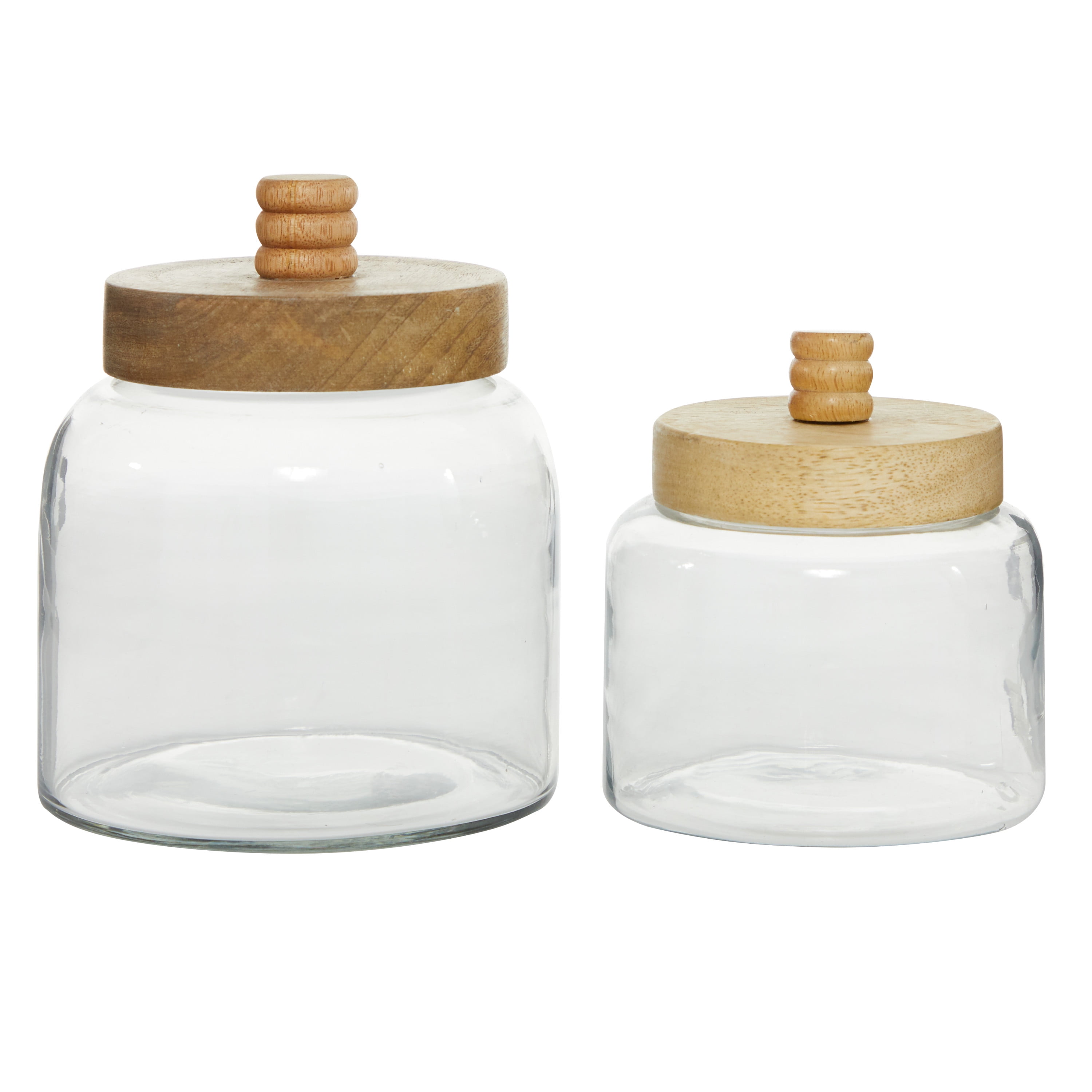 DecMode 5" x 6" Clear Glass Canisters with Wood Lids, 2-Pieces ...