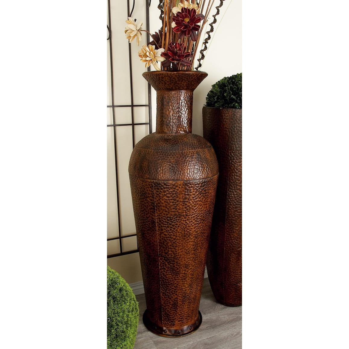 DecMode 50", 35", 26"H Tall Floor Bottleneck Brown Metal Vase with ...