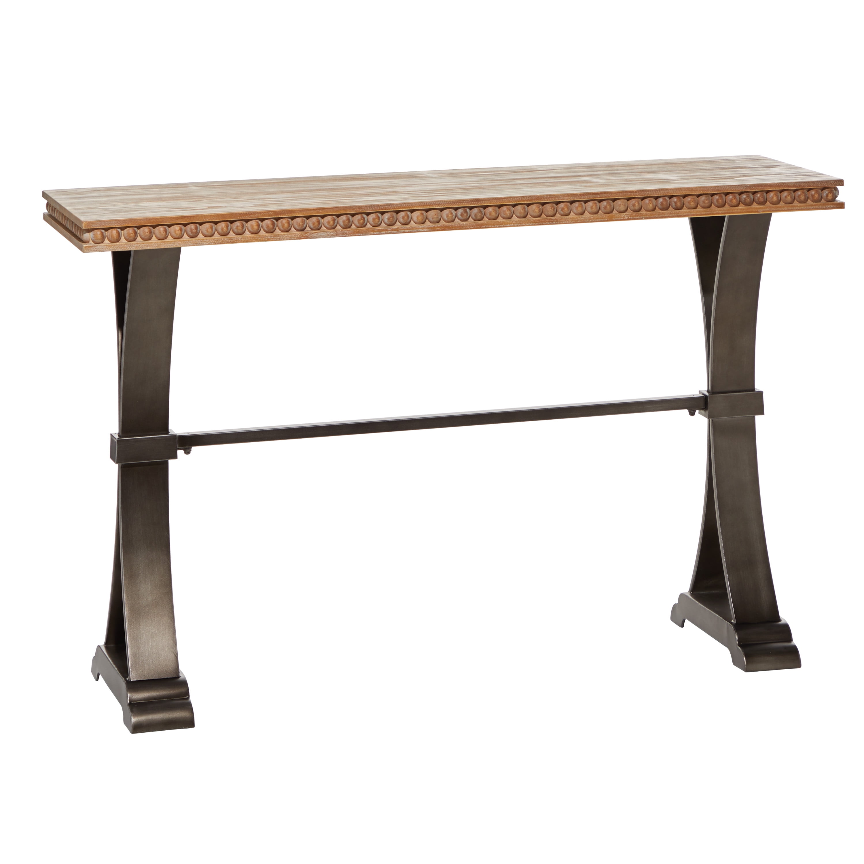 DecMode Metal Console Table - 51 x 31 Brown Wood Top - Walmart.com