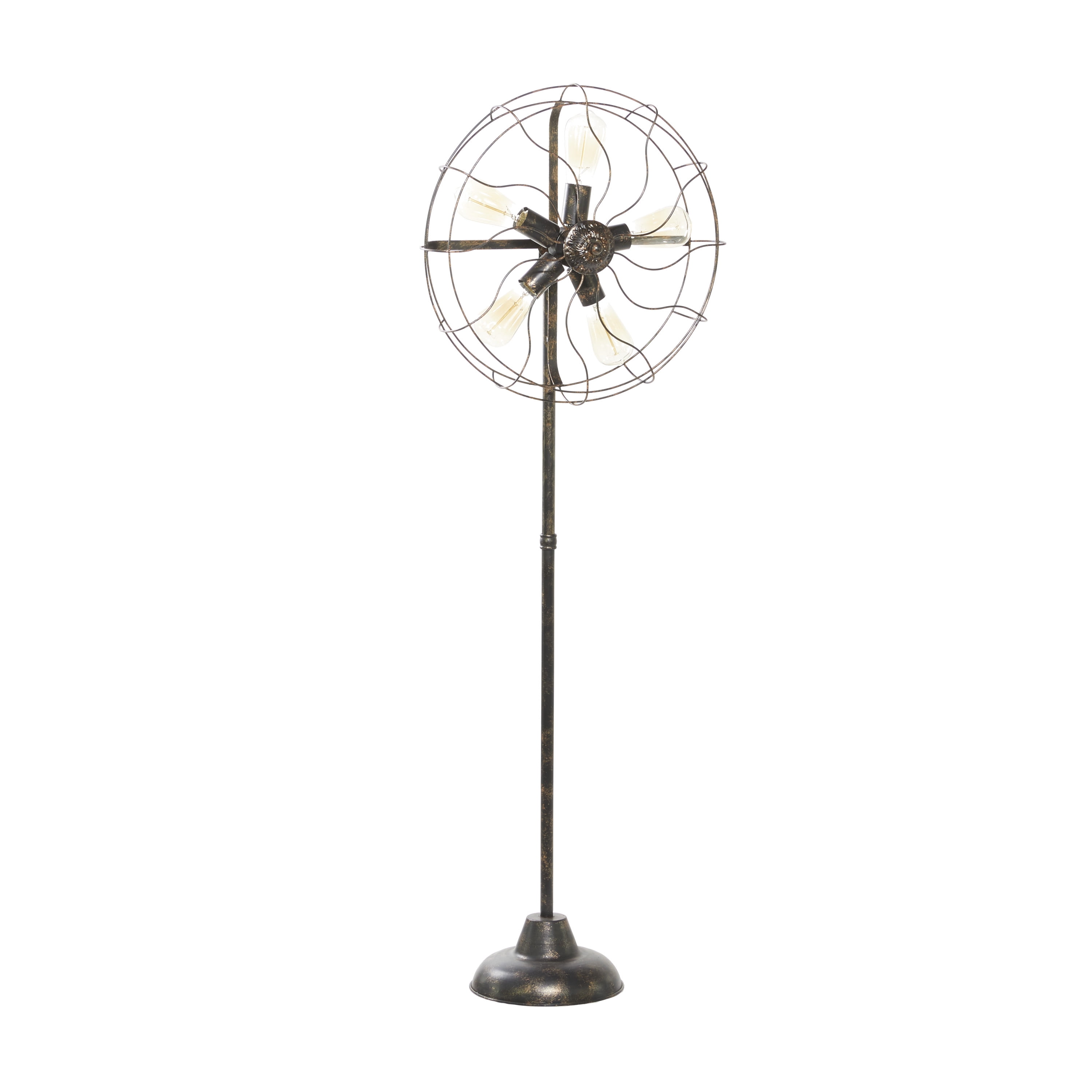 DecMode 55" 5 Light Vintage Fan Shape Bronze Floor Lamp with Black ...