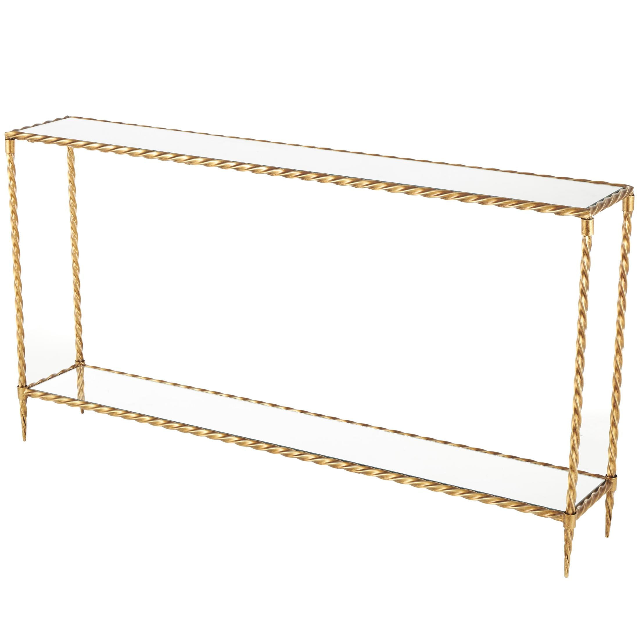 Free Shipping! DecMode Gold Metal Console Table with Mirrored Glass Top ...