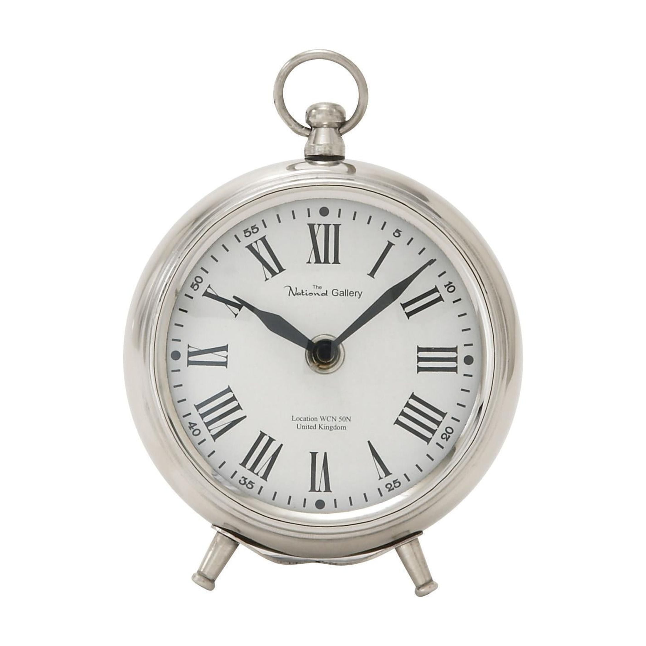 DecMode 6" Silver Stainless Steel Metal Clock with Ring Top - Walmart.com