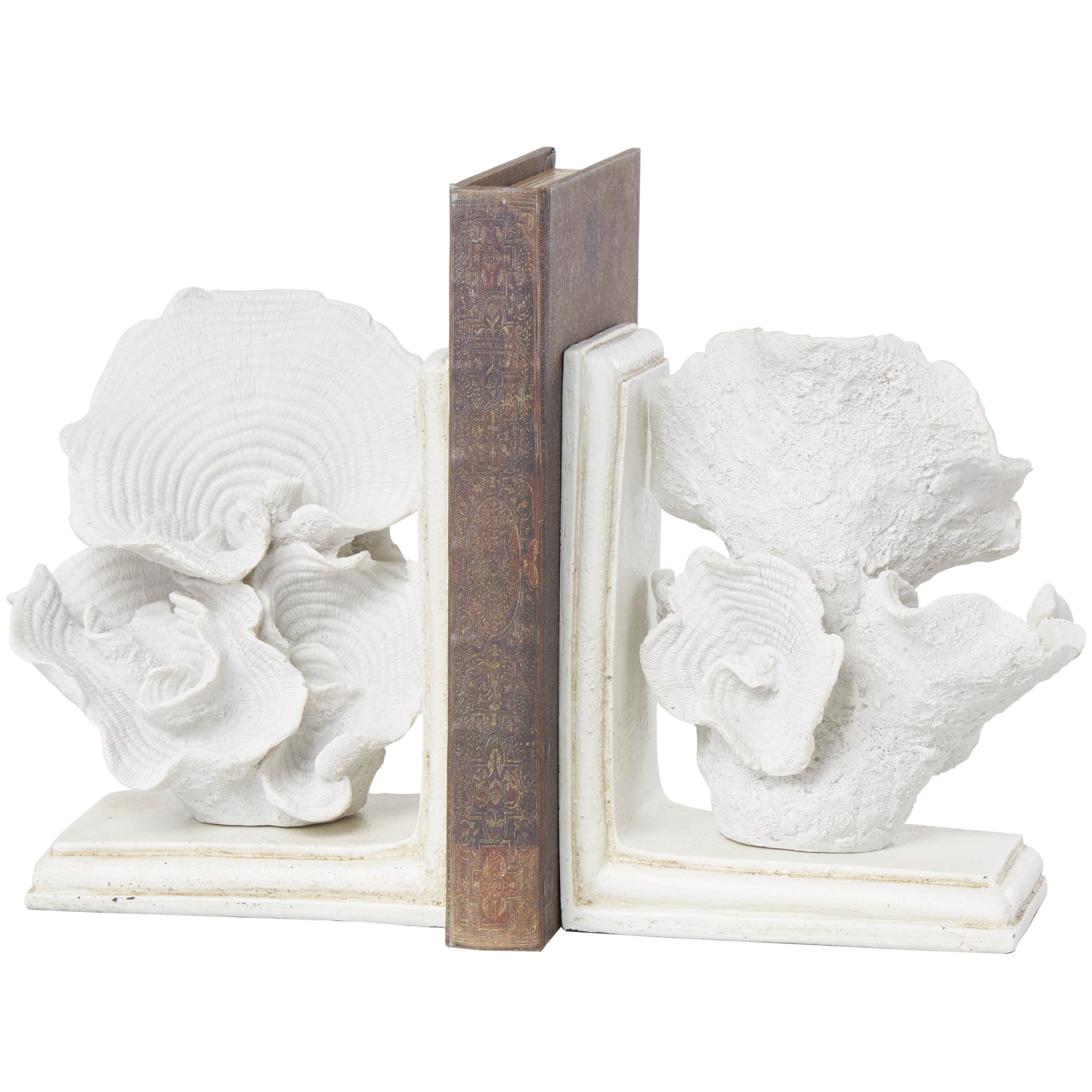 DecMode 6" Textured Coral Cream Polystone Bookends (Set of 2) - Walmart.com