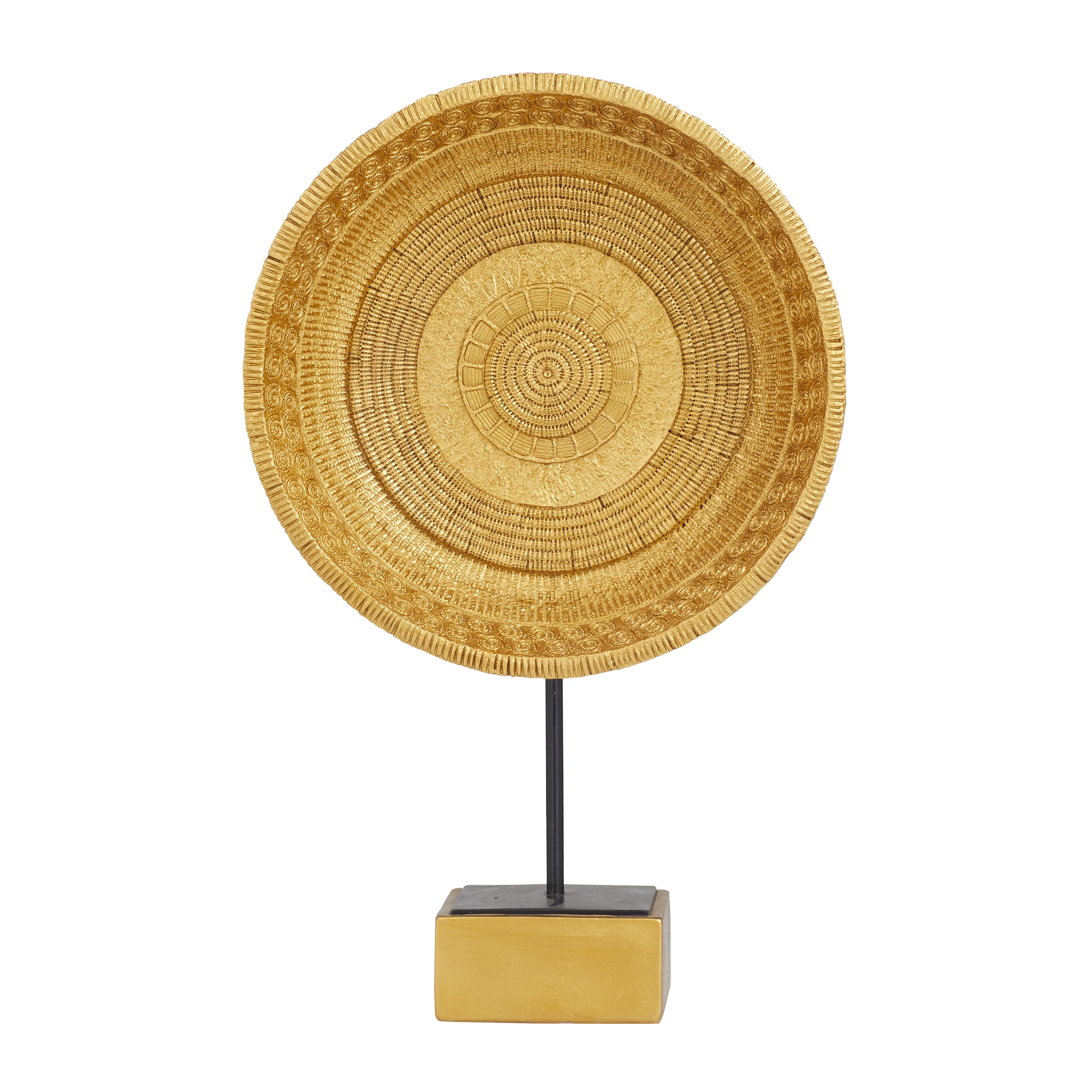 DecMode 6W 20H Gold Polystone Glam Sculpture with Textured Abstract ...