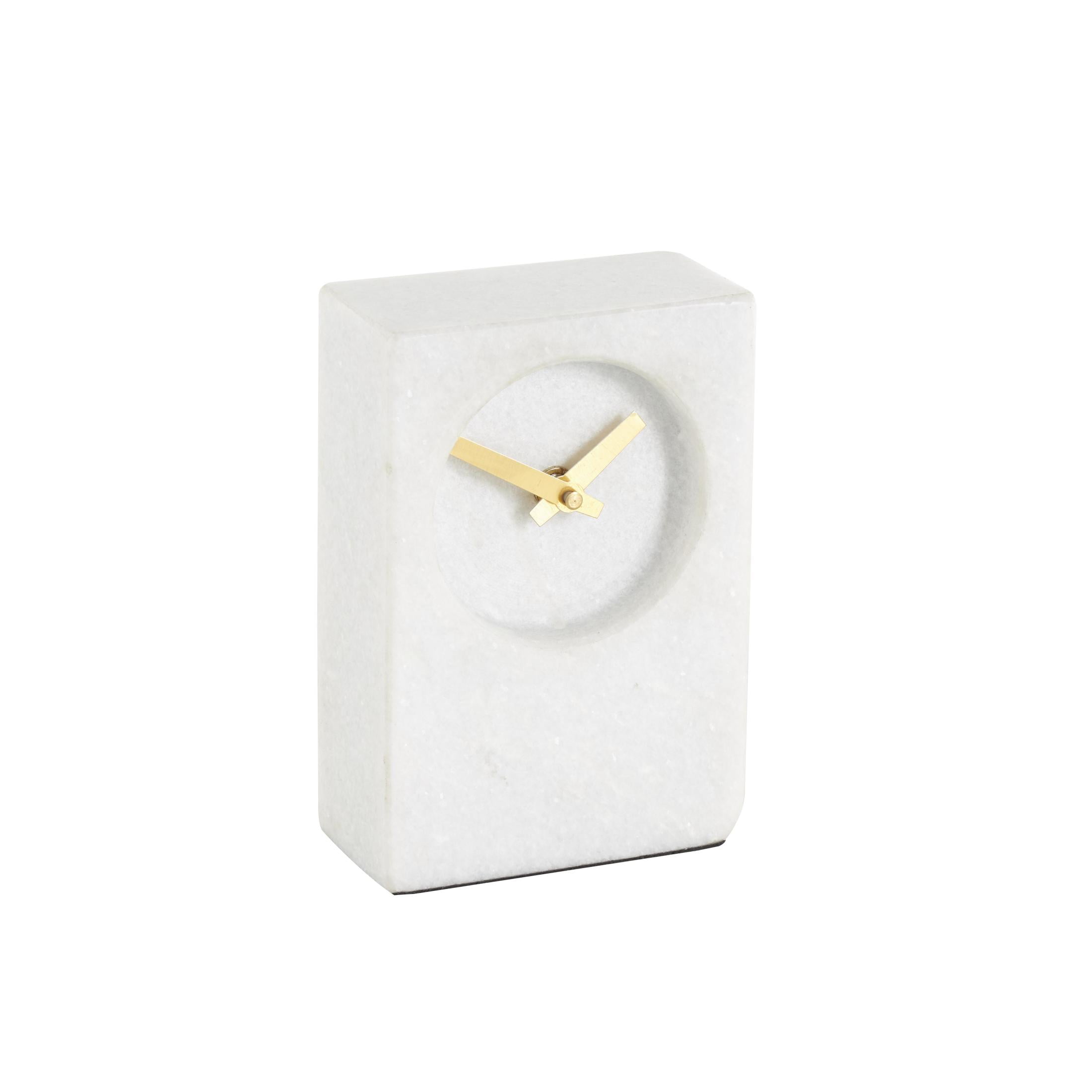 DecMode 6 White Marble Rectangular Clock - Tabletop Timepiece - Walmart.com