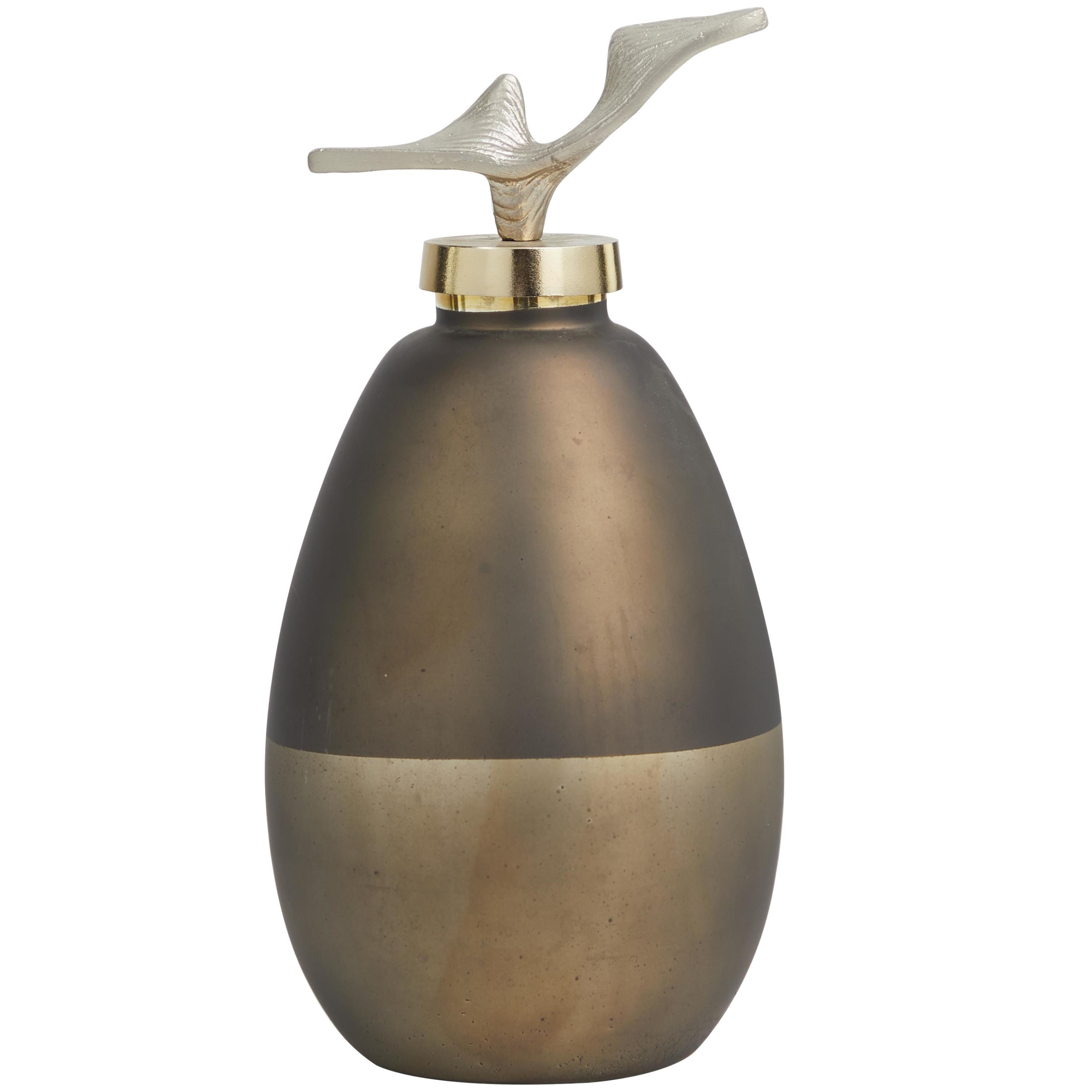 DecMode 6" x 12" Bronze Glass Abstract Colorblock Decorative Jars with ...