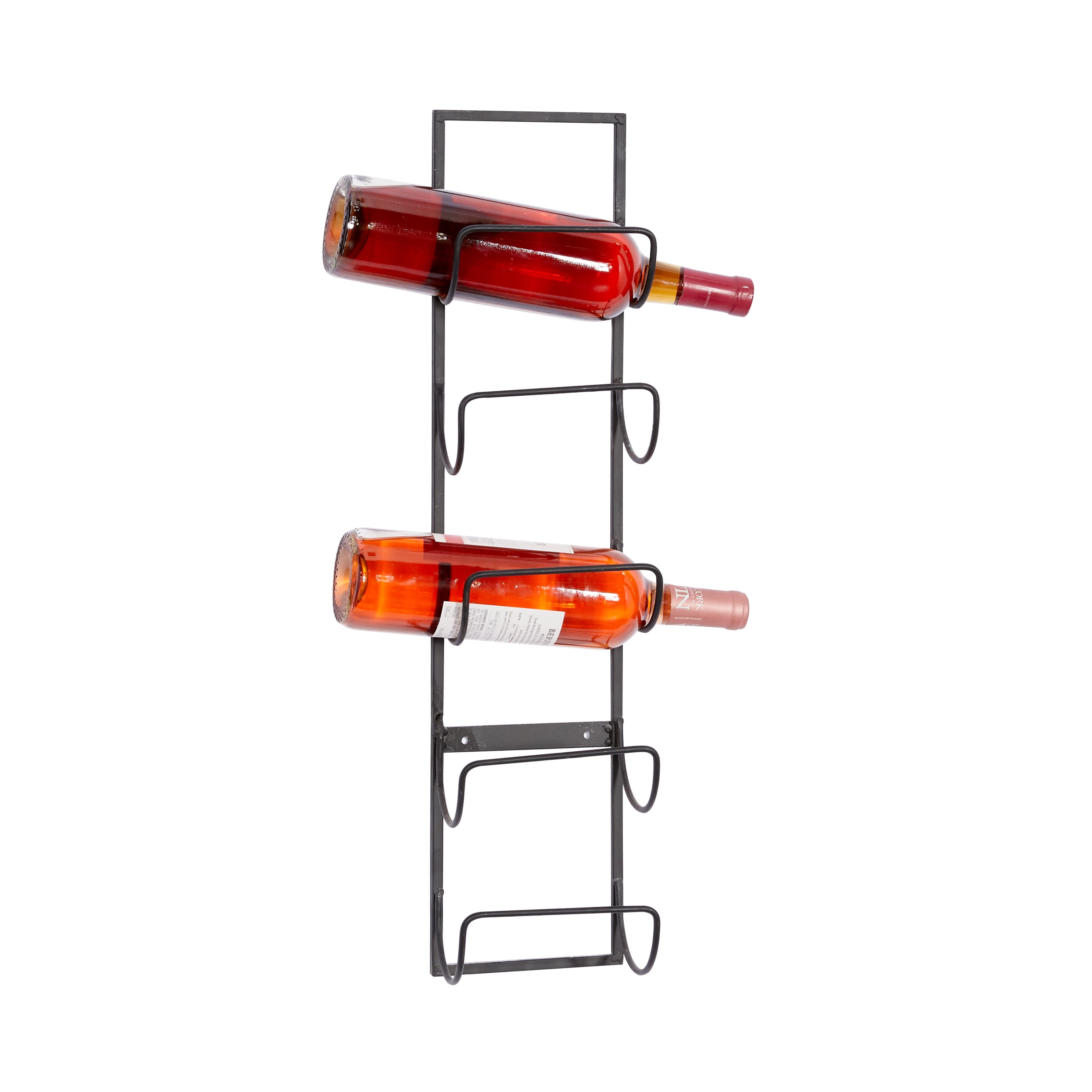 DecMode 6" x 25" Black Metal 5 Bottles Wall Wine Rack, 1-Piece ...