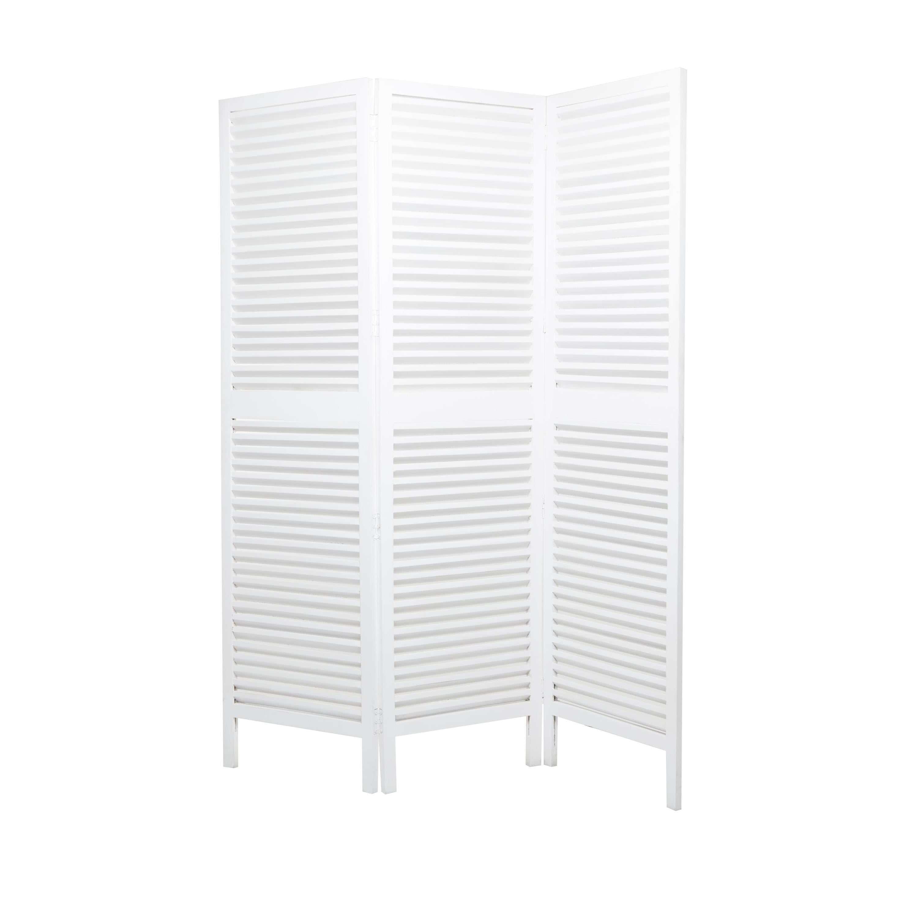 DecMode White Wooden 3 Panel Room Divider Screen 60x72 Modern Folding ...