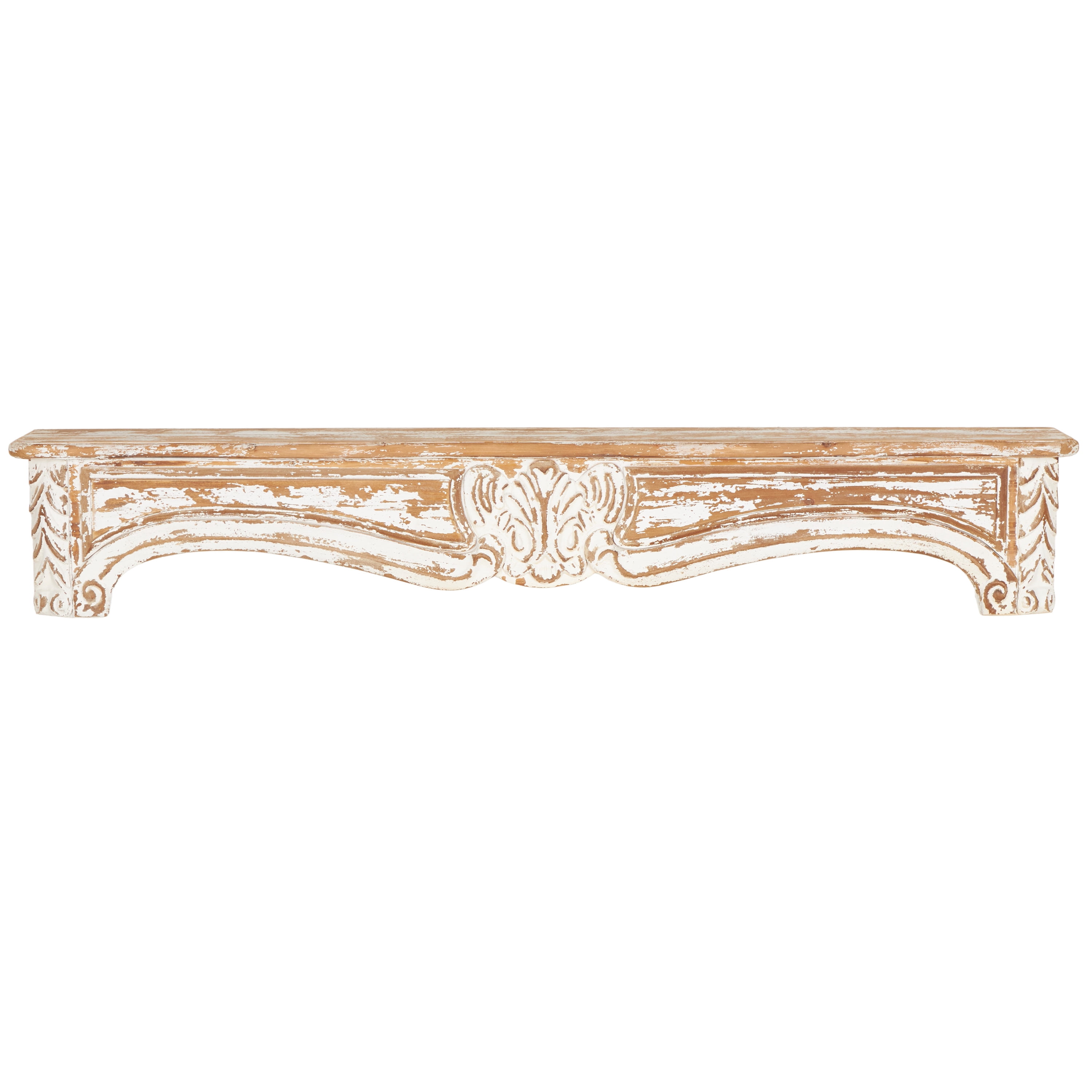 DecMode 60" x 8" Distressed 1-Tier Light Brown Wall Shelf - Walmart.com