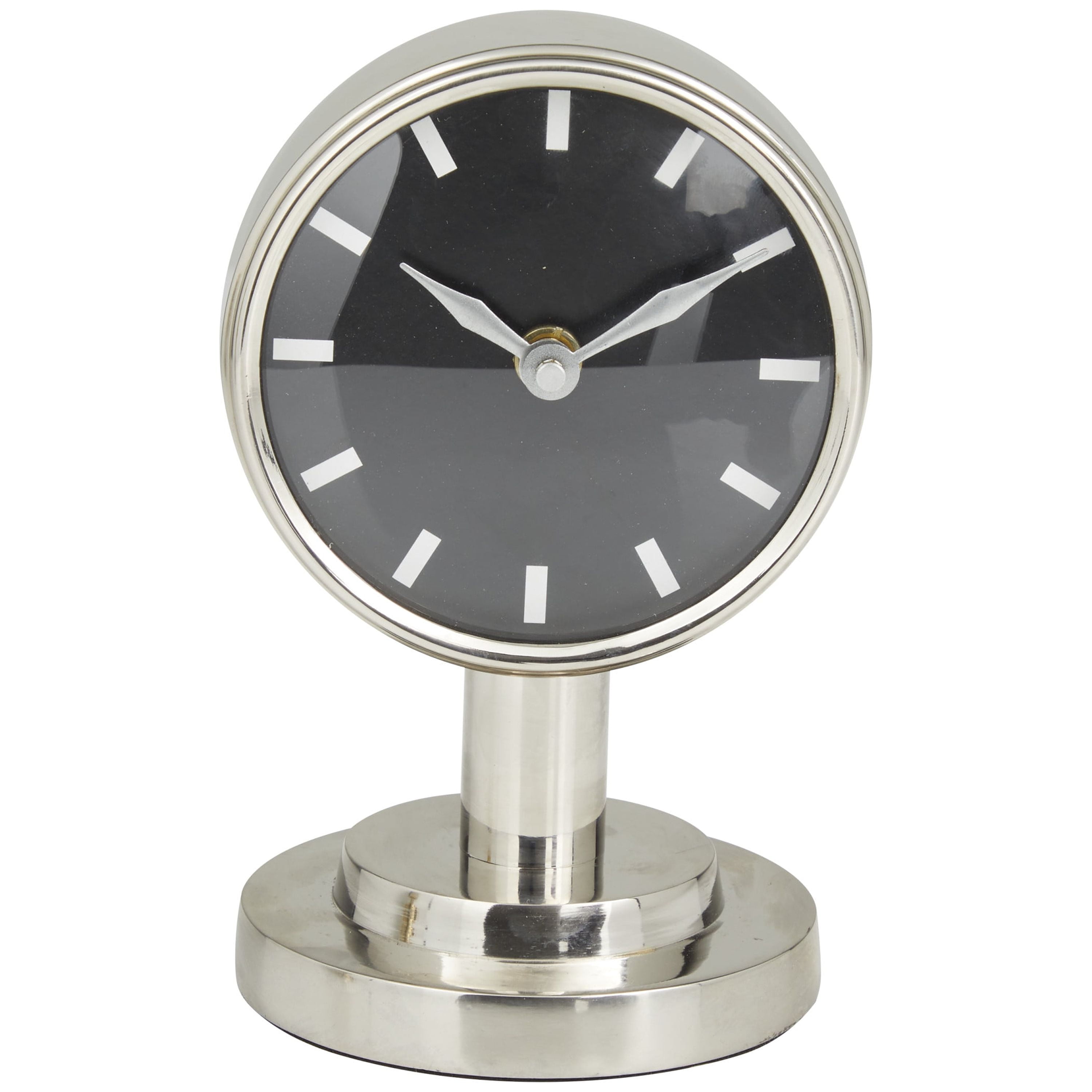 DecMode 7 Inch Silver Stainless Steel Mantel Clock Battery Operated ...