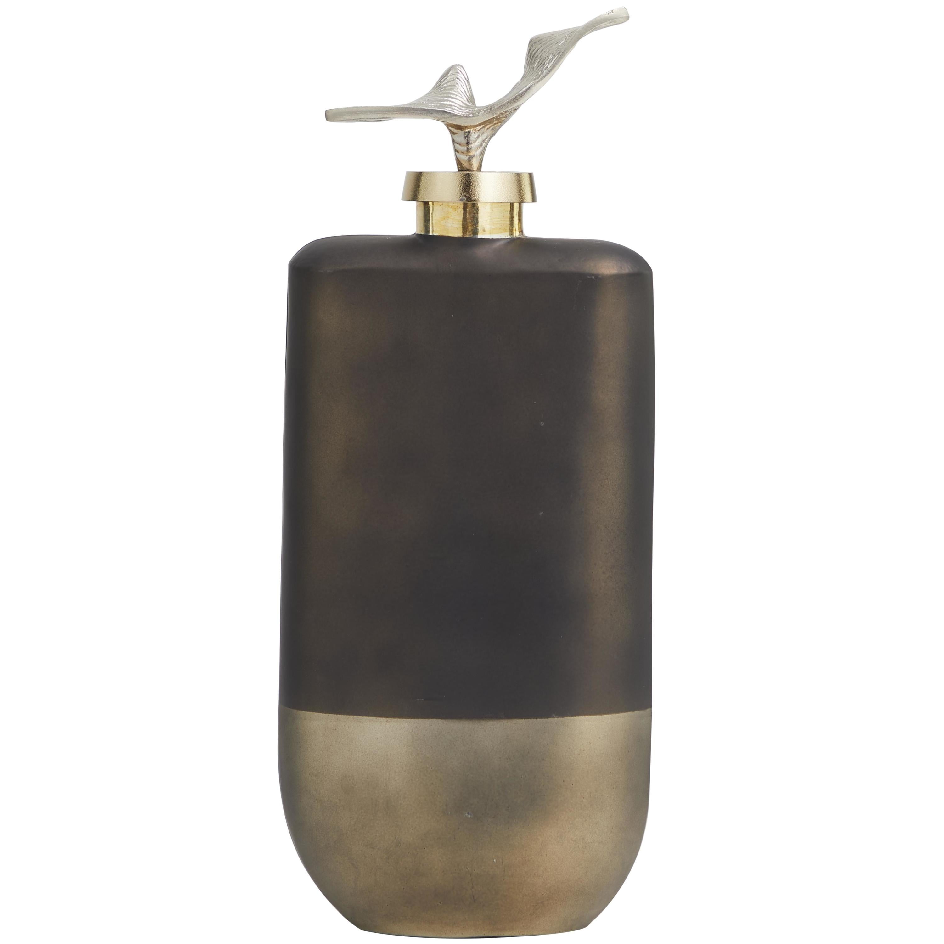 DecMode 7" x 16" Bronze Glass Abstract Colorblock Decorative Jars with ...