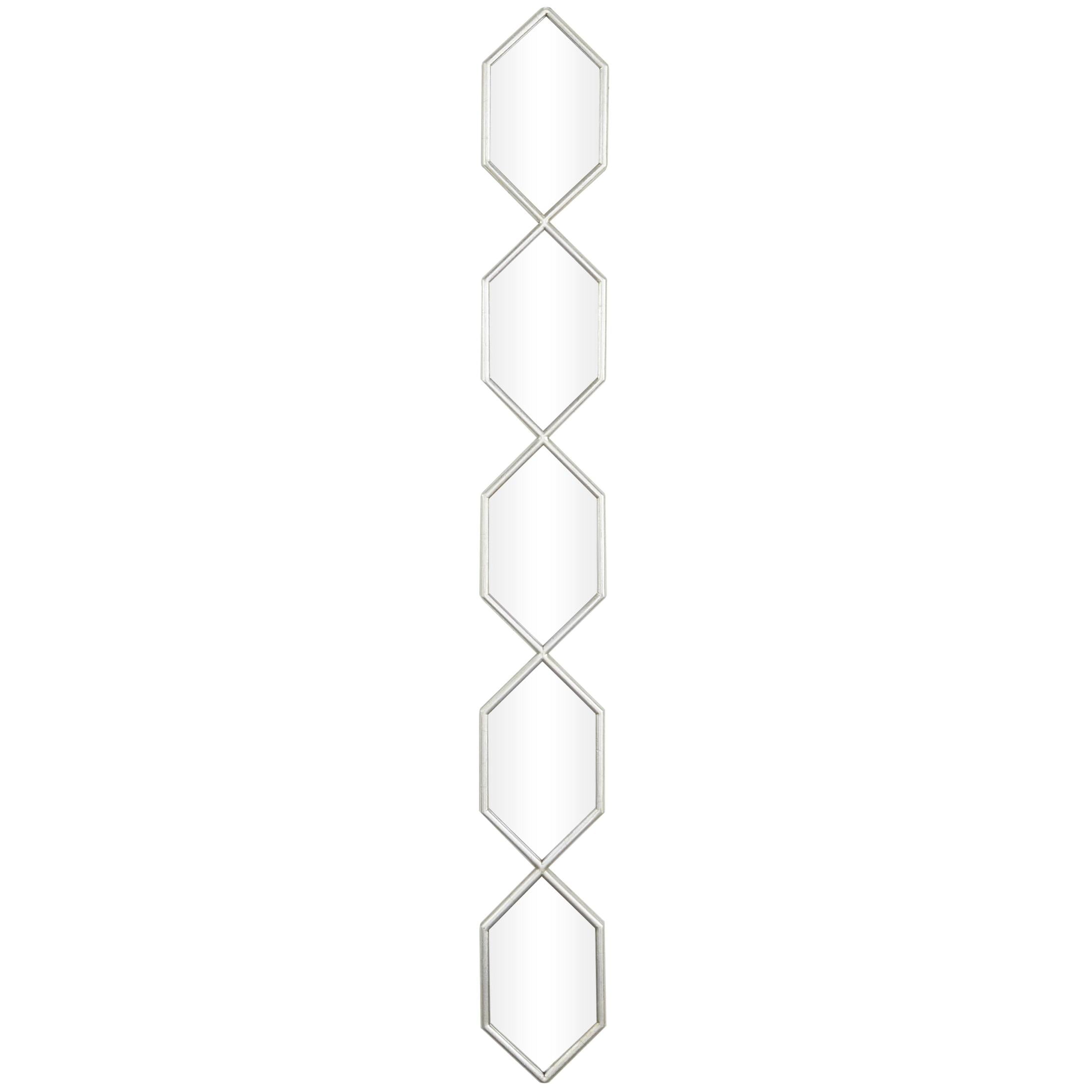 DecMode 7" x 59" Silver Slim Stacked Chain 5 Layer Geometric Wall ...