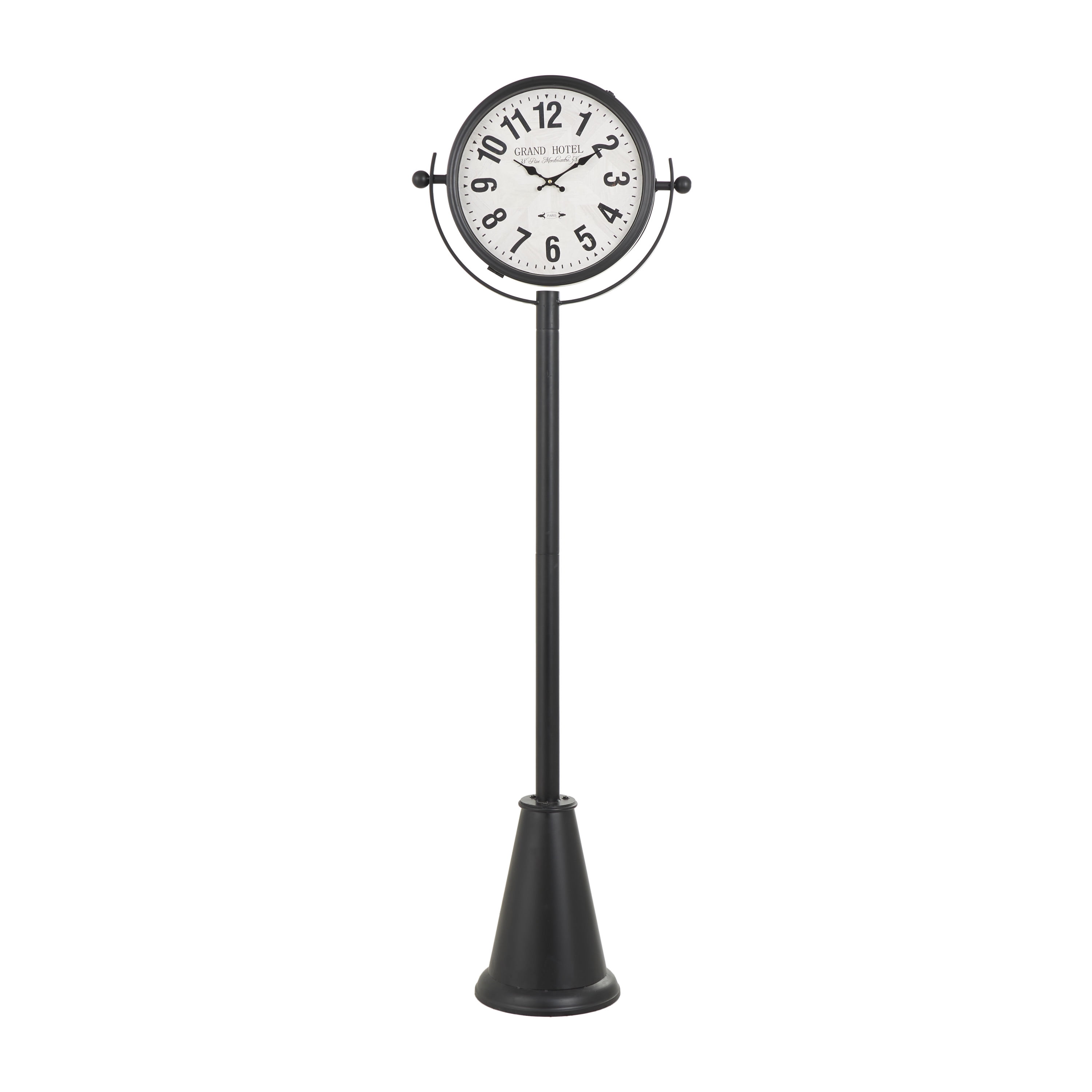 DecMode 72" Black Metal Double Sided Tall Standing Floor Clock with ...
