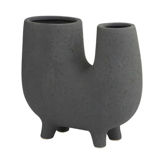DecMode 8 Abstract U-Shaped Dark Gray Ceramic Vase - Walmart.com